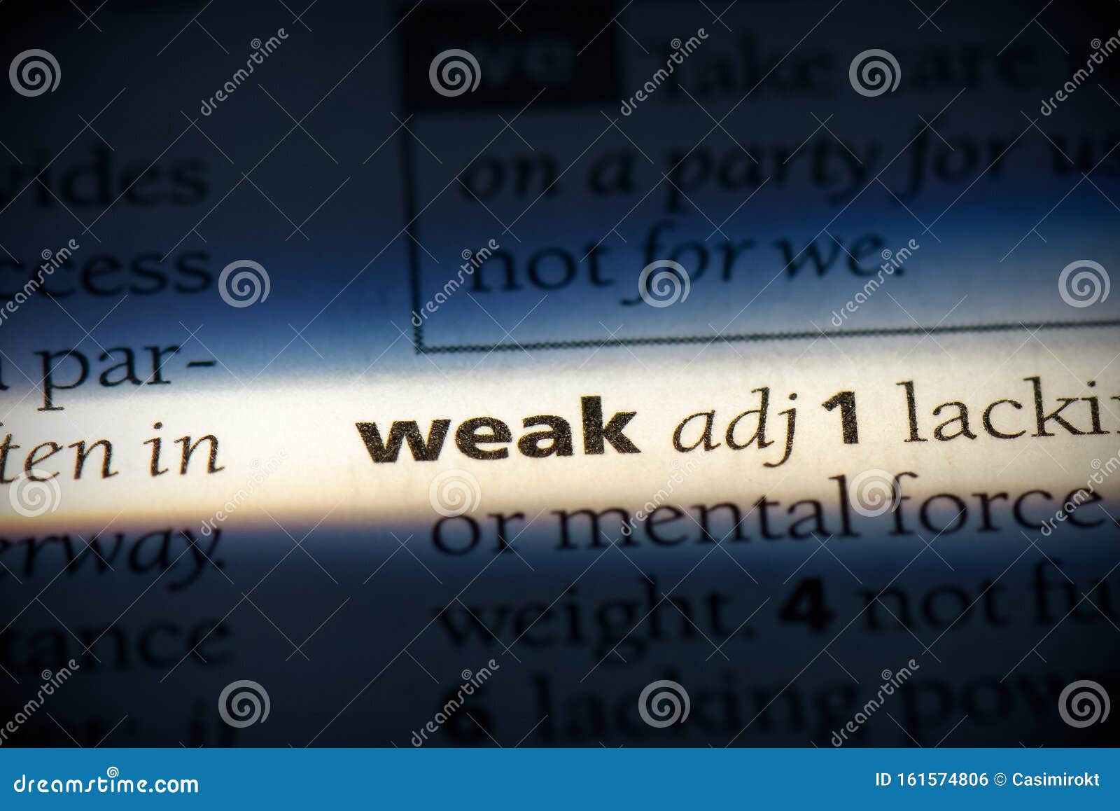Weak stock photo. Image of dictionary, printed, focus - 161574806