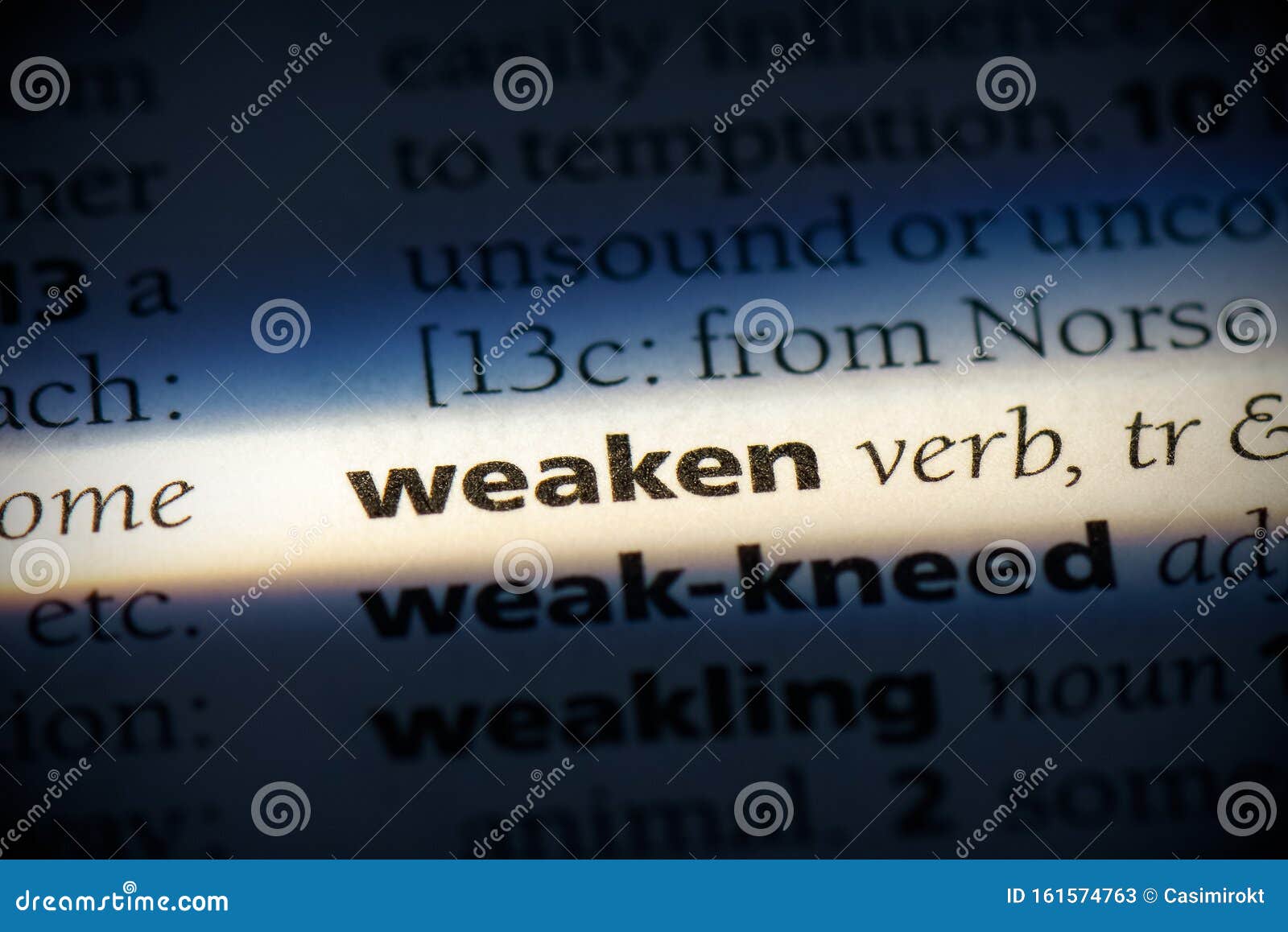 Weaken stock image. Image of word, paper, meaning, printed - 161574763