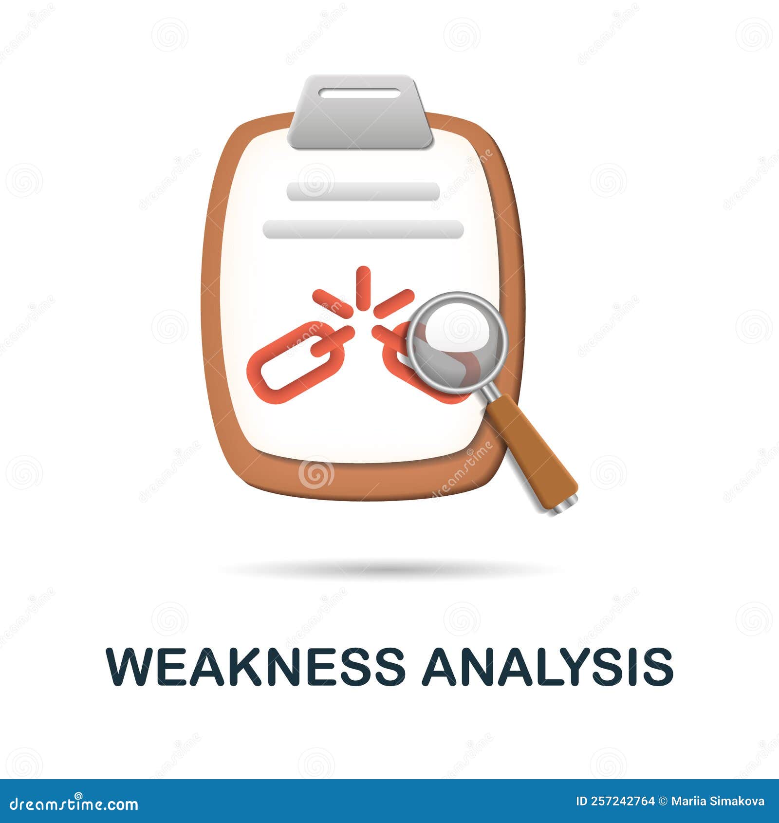 Weakness Analysis Icon. 3d Illustration from Corporate Development ...