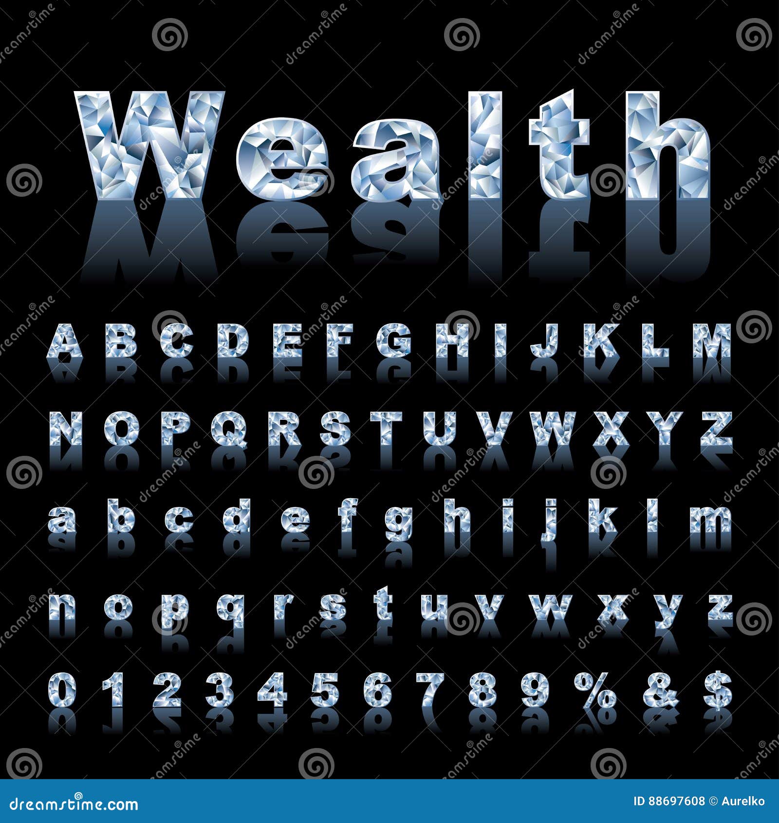 Gemstone Alphabet Font. Shiny Ruby Letters And Numbers. Cartoon Vector ...