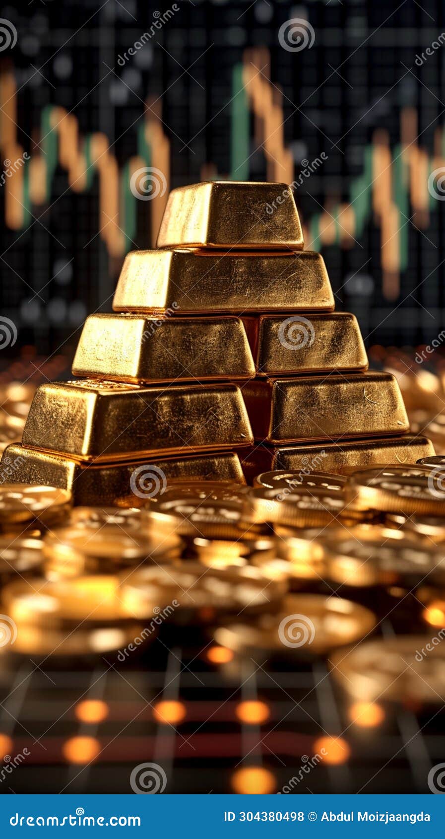 Wealth Accumulation Gold Stack on a Dynamic Stock Market Graph Stock ...