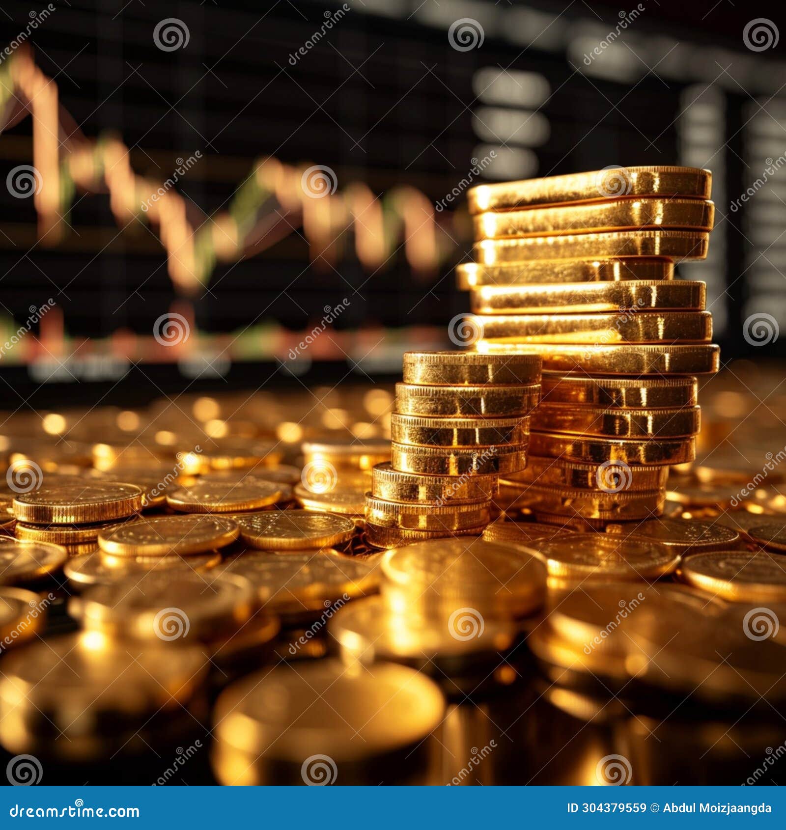 Wealth Accumulation Gold Stack on a Dynamic Stock Market Graph Stock ...