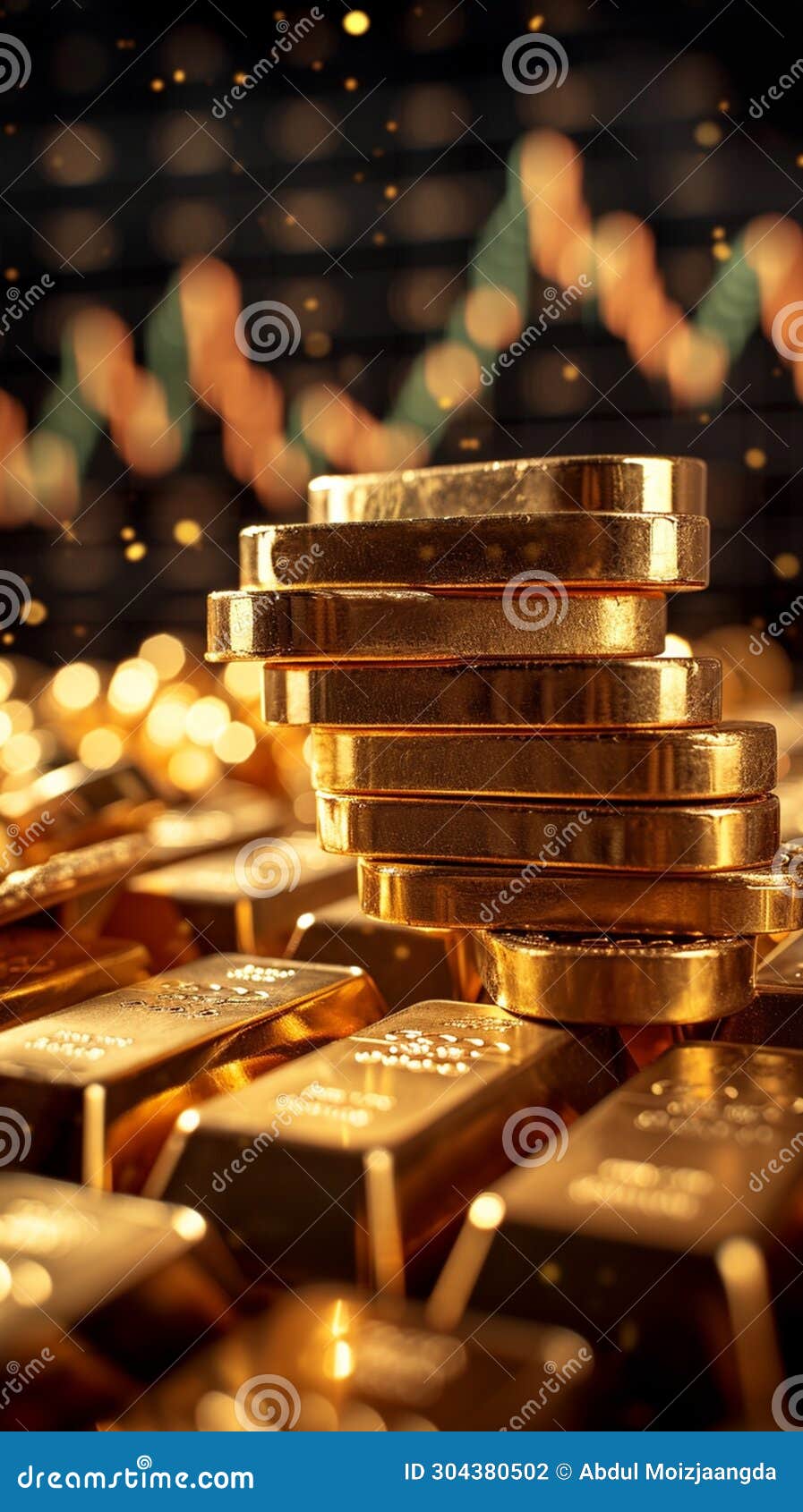 Wealth Accumulation Gold Stack on a Dynamic Stock Market Graph Stock ...