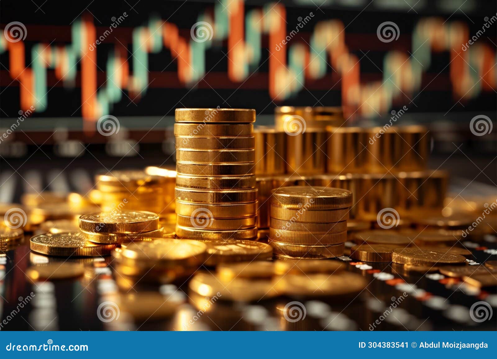 Wealth Accumulation Gold Stack on a Dynamic Stock Market Graph Stock ...