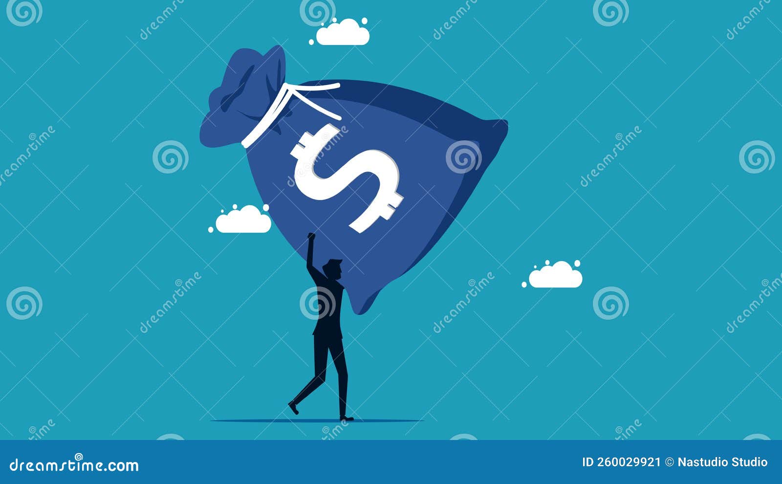 Wealth Businessman Holding A Big Bag Of Money Stock Vector