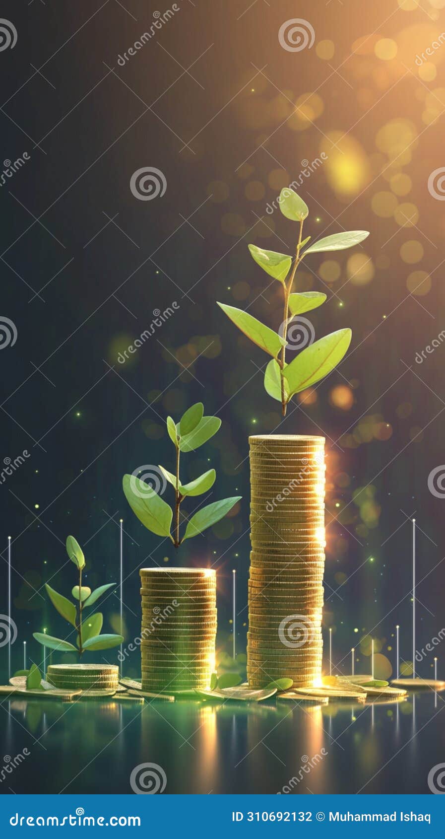 Wealth Evolution Money Coin Stack Grows, Illustrating Finance and ...