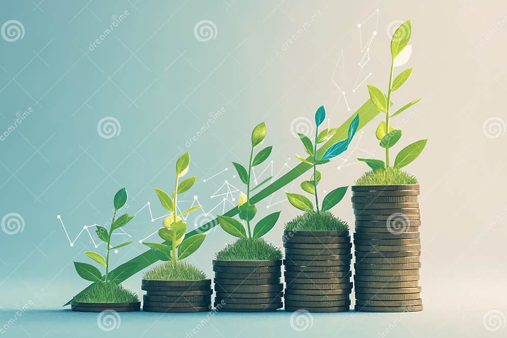 Wealth Evolution Money Coin Stack Grows, Illustrating Finance and ...