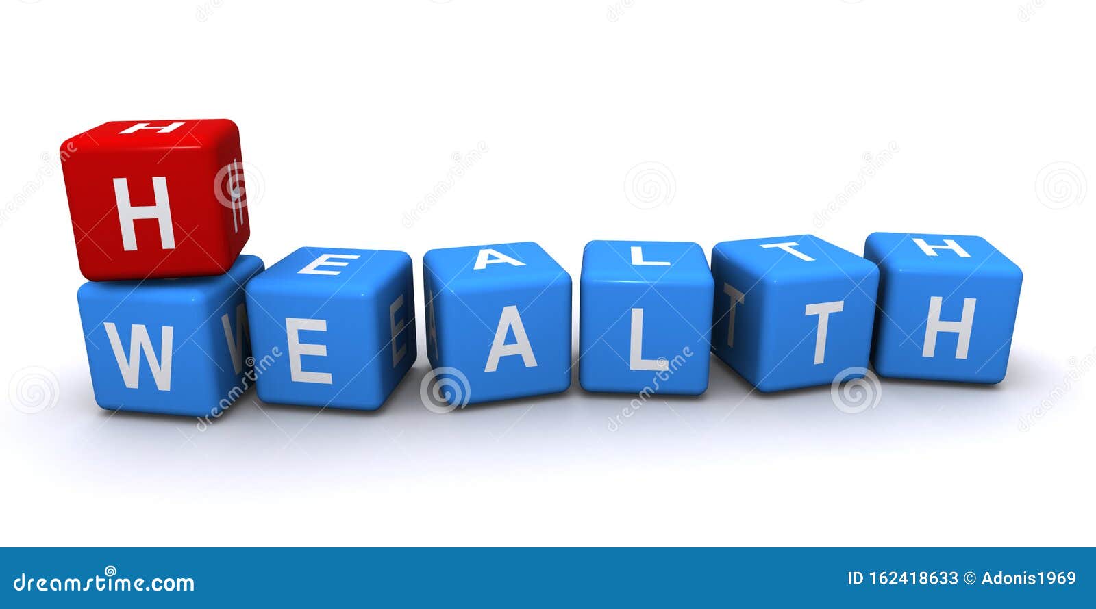 Wealth health word blocks stock illustration. Illustration of happiness ...