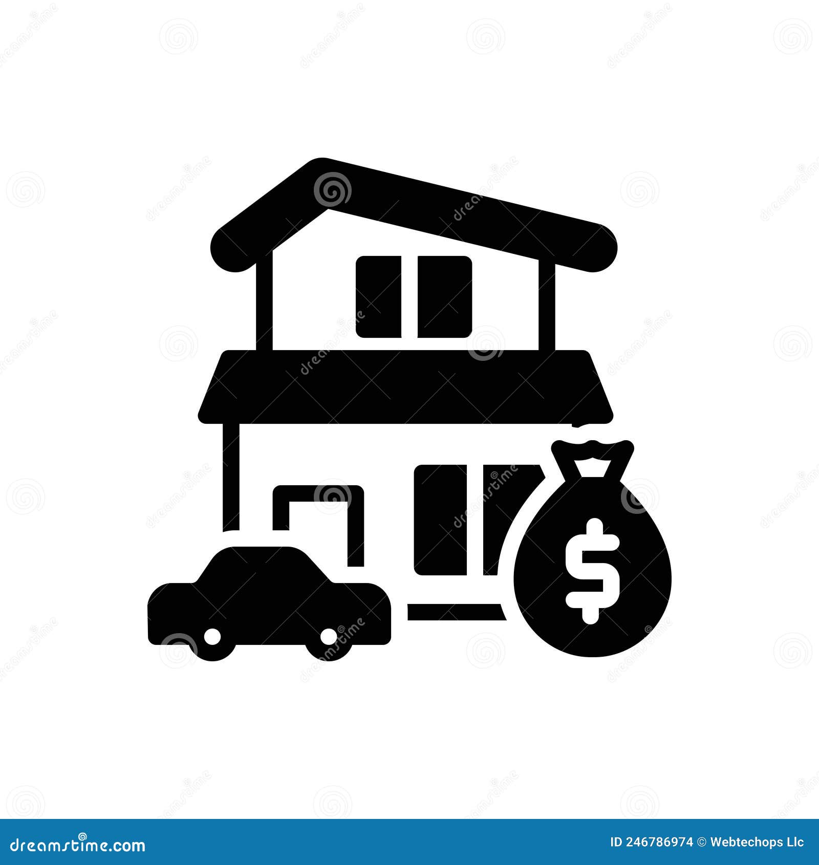 Black Solid Icon for Wealth, Affluence and Property Stock Vector ...