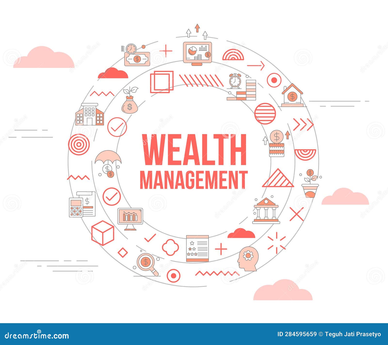 Wealth Management Concept with Icon Set Template Banner and Circle ...