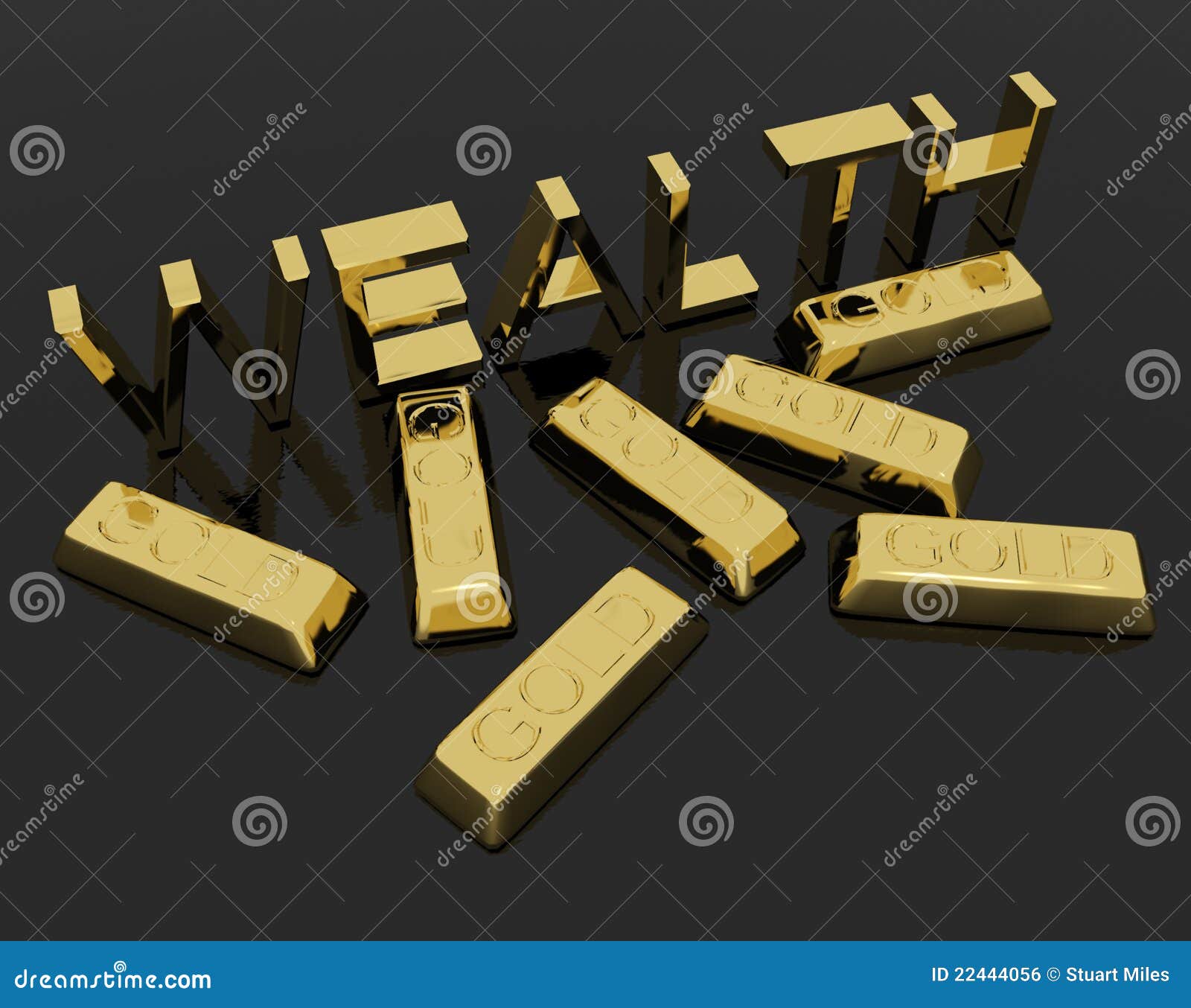 Wealth Text and Gold Bars As Symbol of Riches Stock Photo - Image of ...