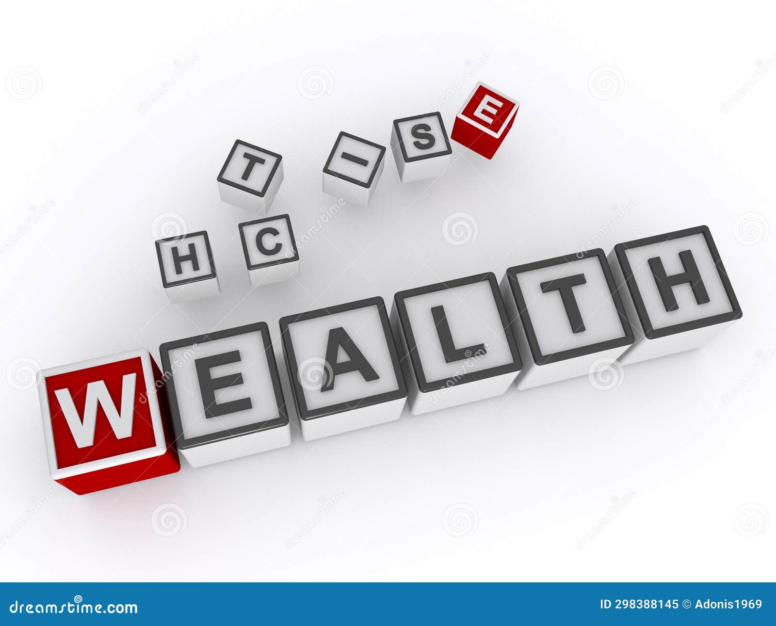 Wealth word block on white stock illustration. Illustration of opulence ...