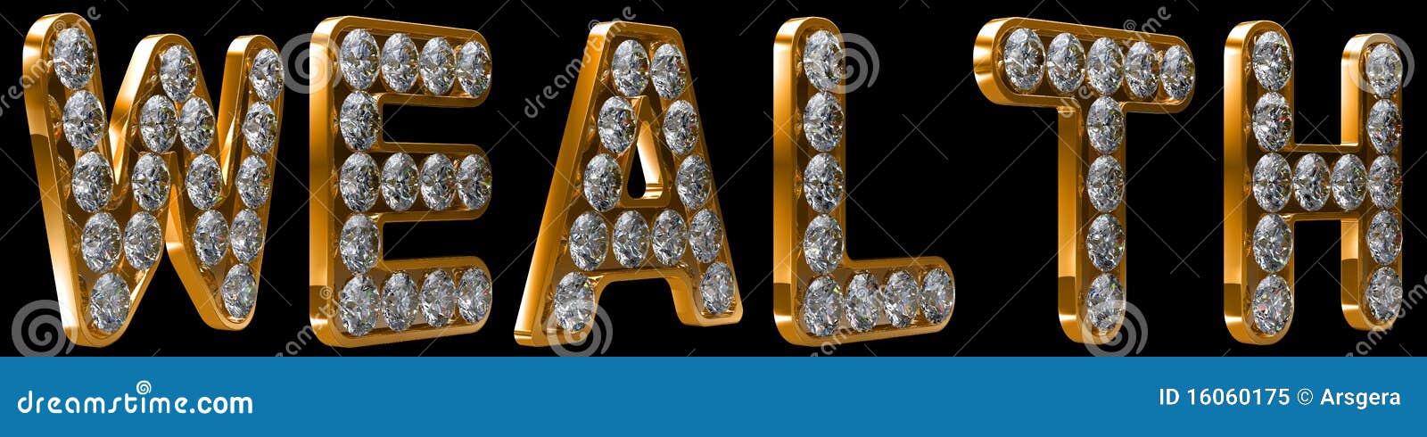 Wealth Word Incrusted with Diamonds Stock Illustration - Illustration ...