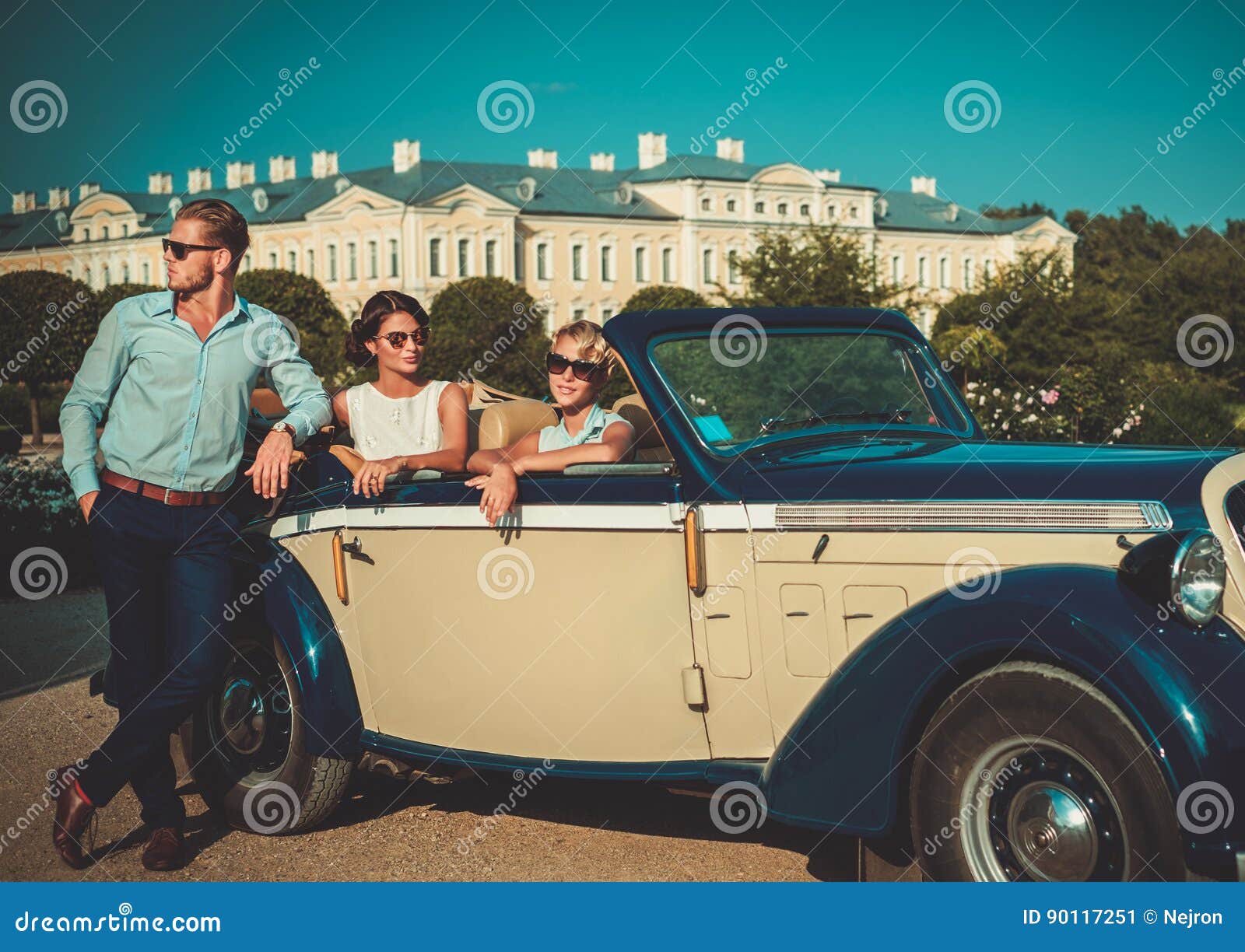 Wealthy Friends Near Classic Convertible Stock Image - Image of auto ...