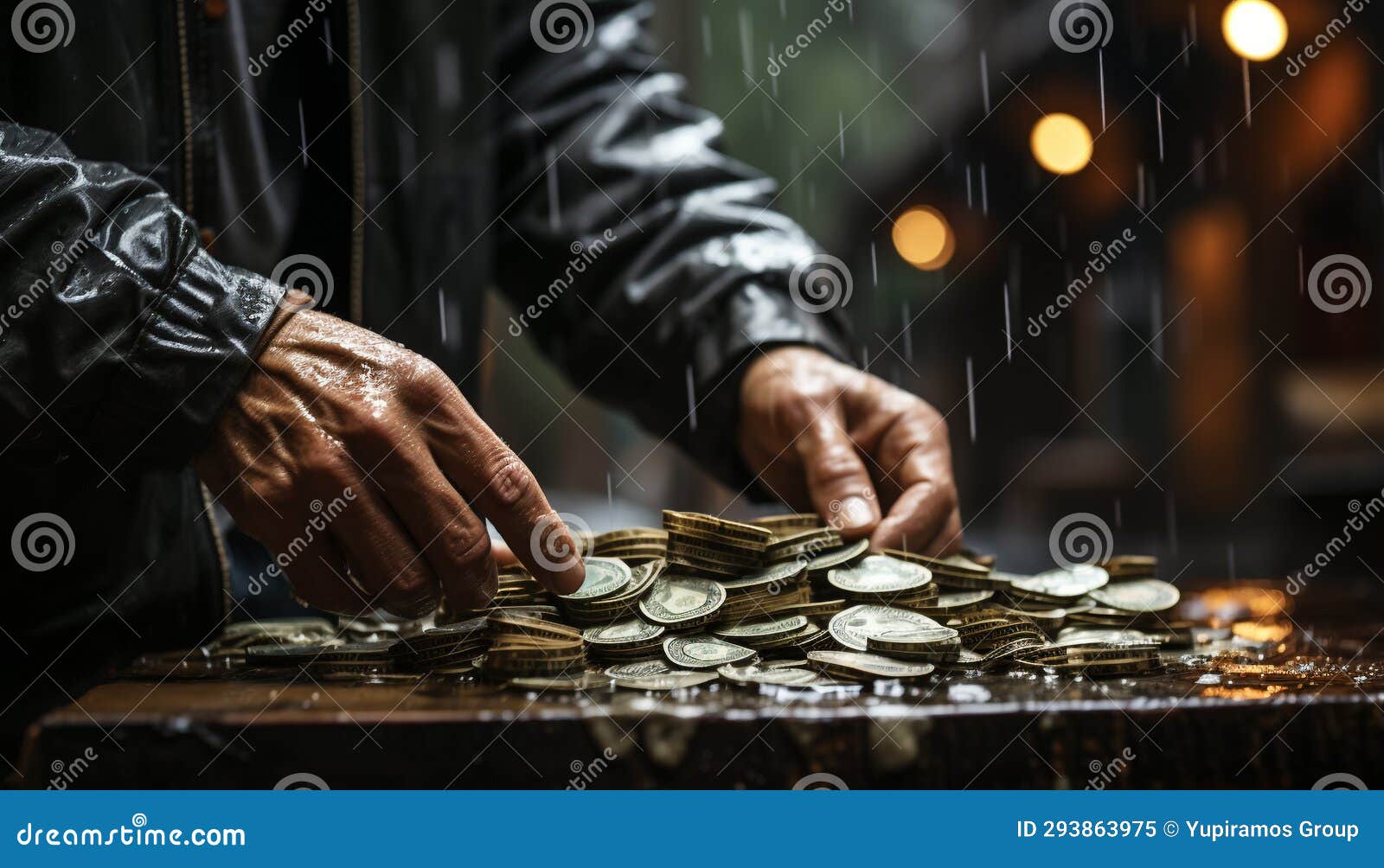A Wealthy Man Hand Selects a Coin on a Table Generated by AI Stock ...