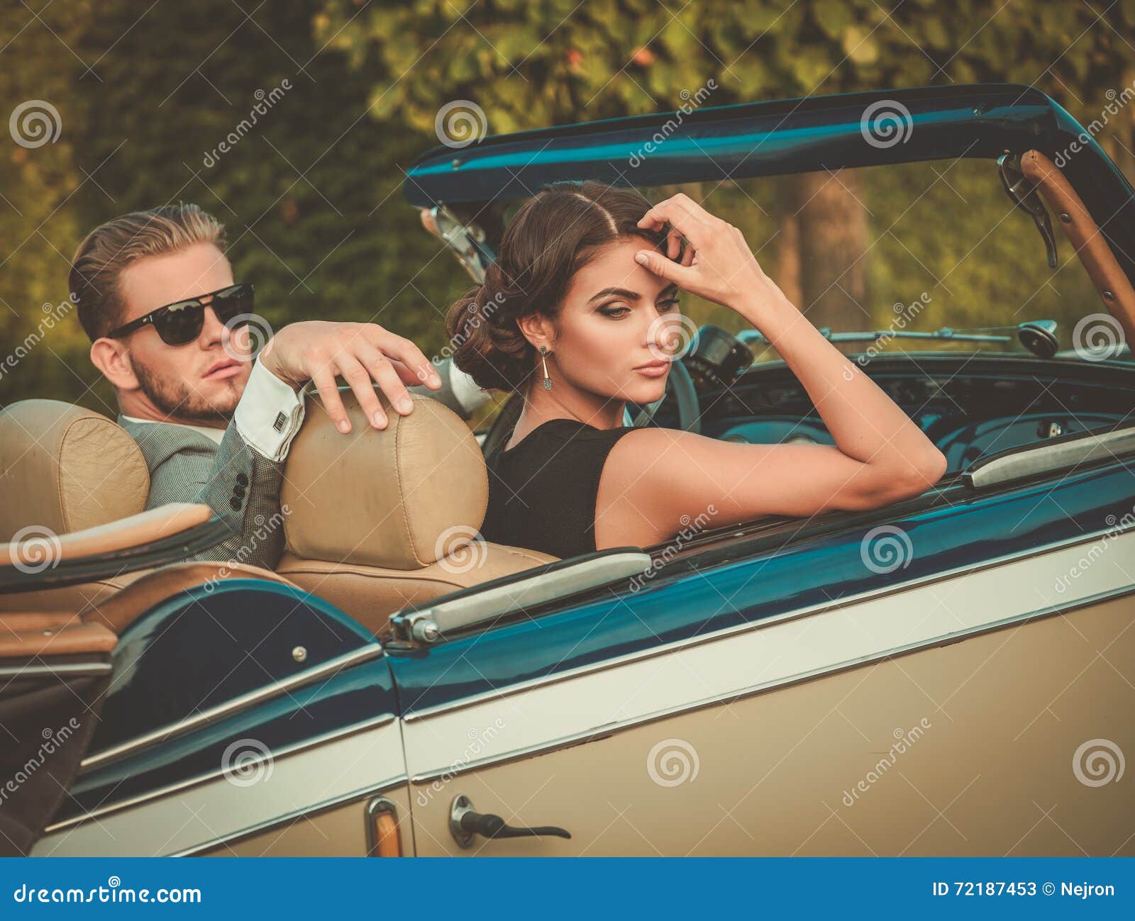 Wealthy Young Couple in a Classic Convertible Stock Image - Image of ...