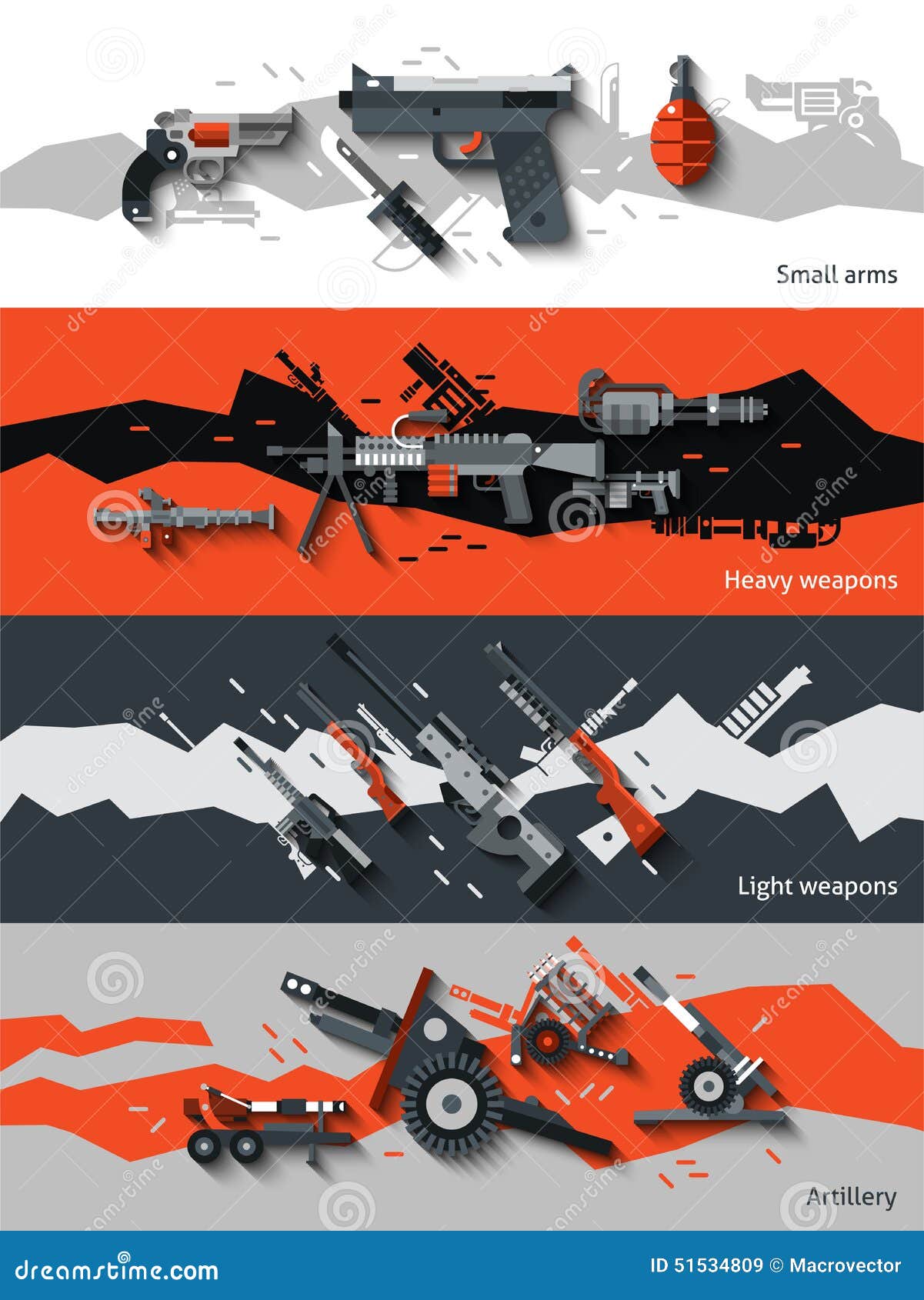 Weapon Banners Set stock vector. Illustration of decorative - 51534809