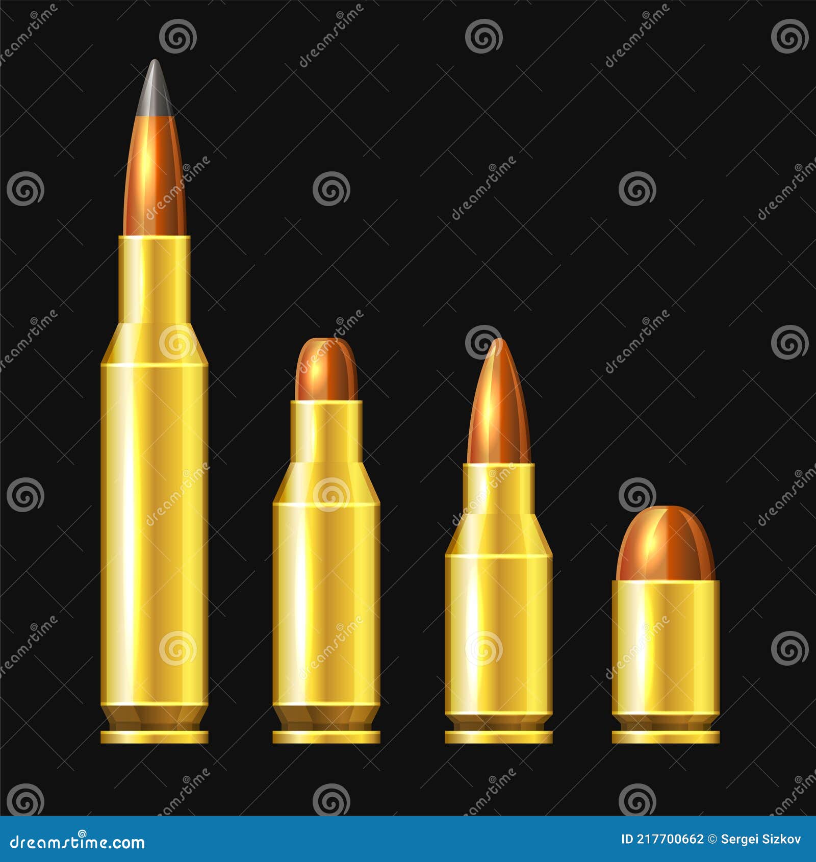 Weapon Bullets Set on Black Background. Vector Stock Vector ...