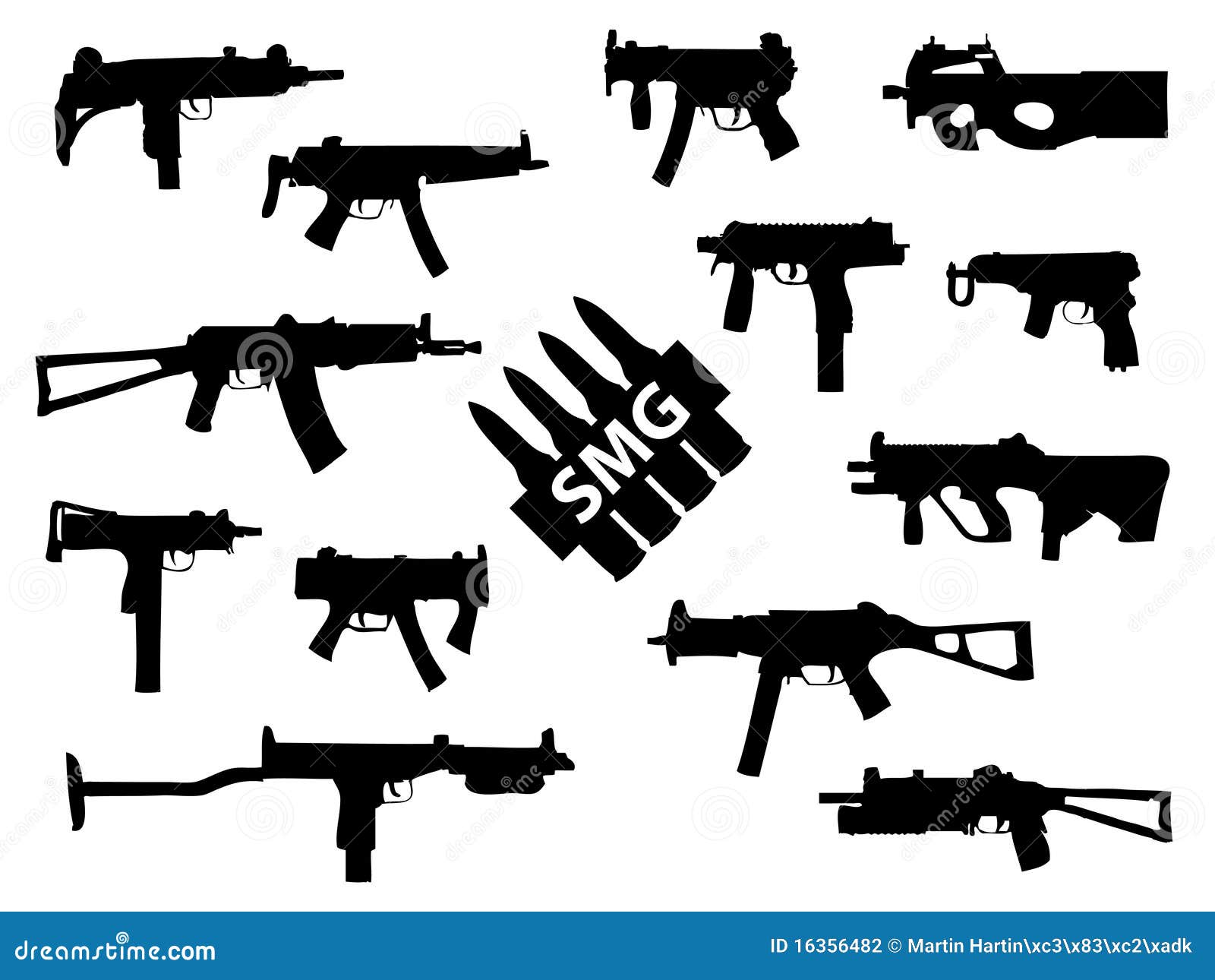 Weapon Collection, Submachine Guns Stock Vector - Illustration of ...
