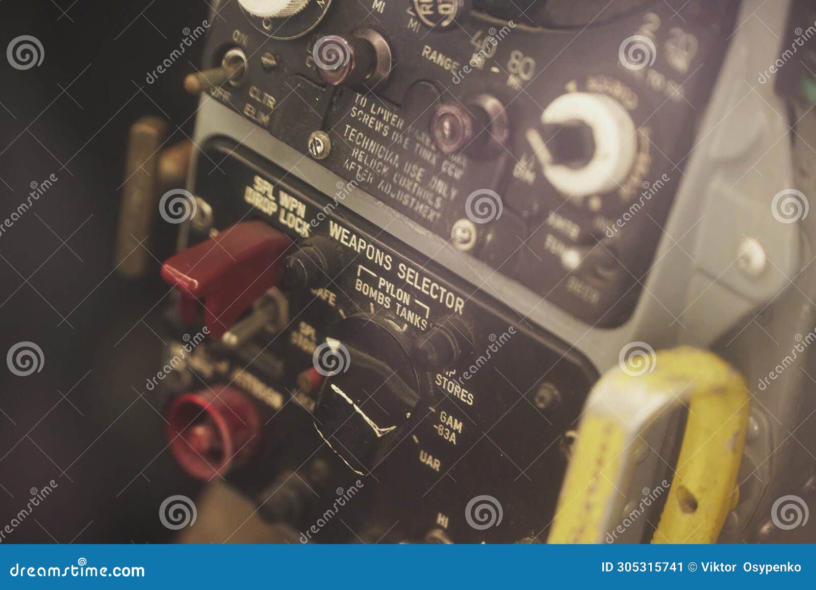 Weapon Control Panel in an Old Fighter Plane in Denmark Stock Image ...