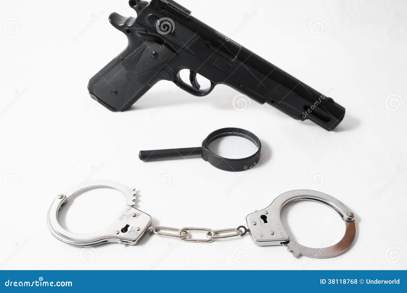 Weapon Crime Concept Gun and Handcuffs Stock Photo - Image of equipment ...