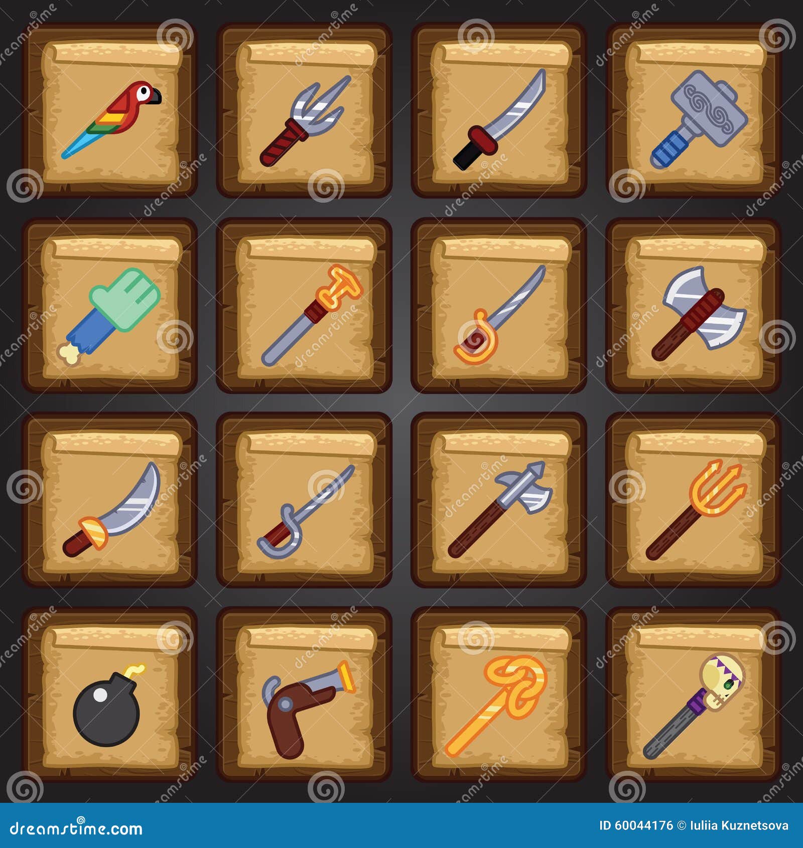 Weapon Doodle Icons-set Vector Flat Illustrations. Stock Illustration ...