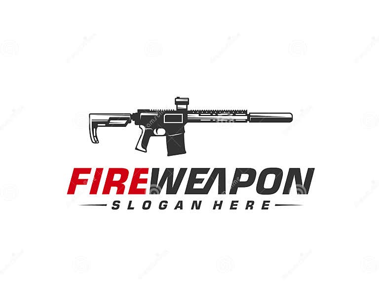 Weapon Fire Logo Design Vector, Machine Gun Vector, Design Illustration ...