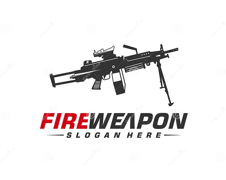 Weapon Fire Logo Design Vector, Machine Gun Vector, Design Illustration ...