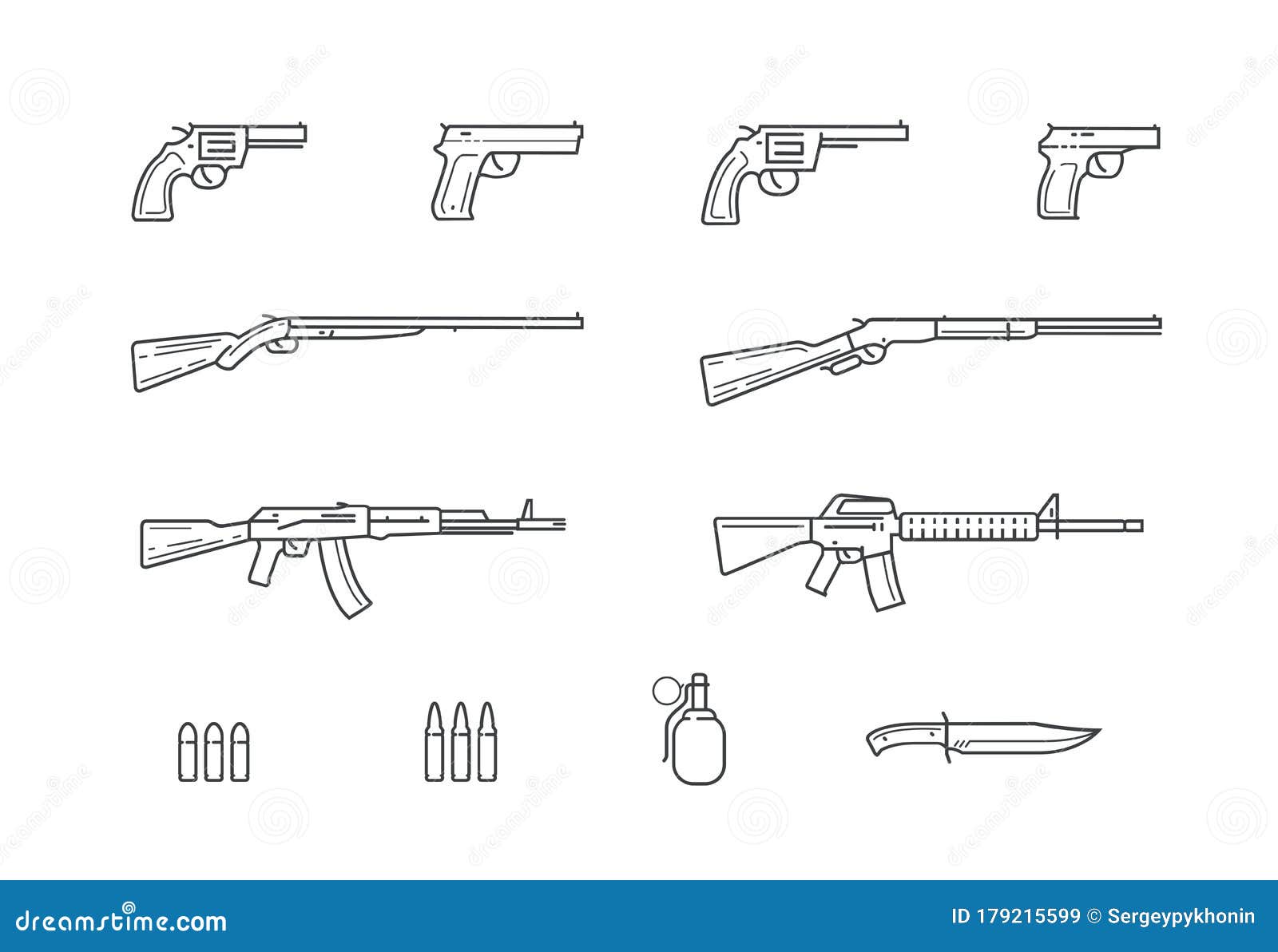 Weapon and Gun Set Icons. Firearms Vector Illustration Stock Vector ...