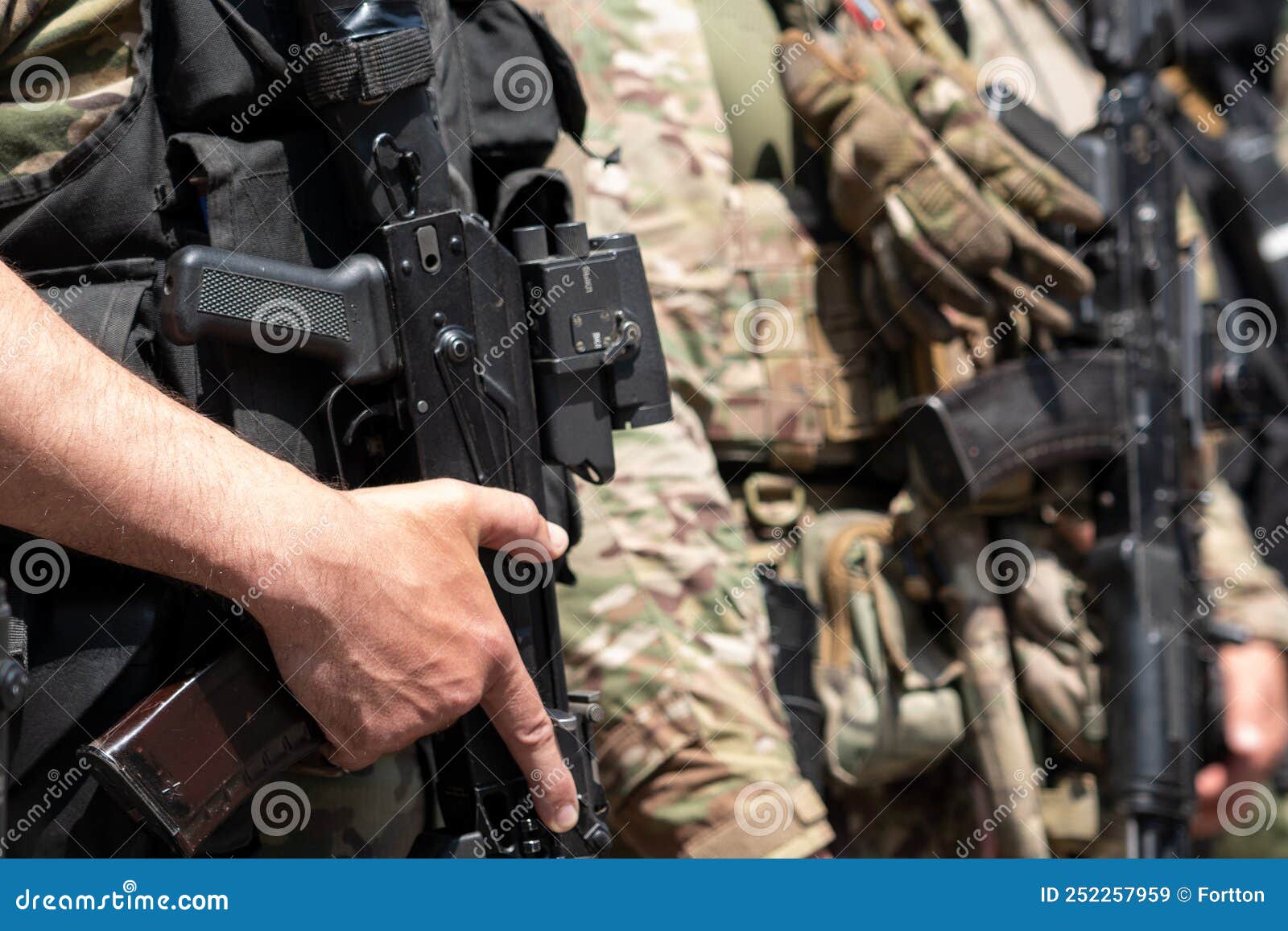 Weapon in the Hands of the Military Stock Image - Image of caucasian ...