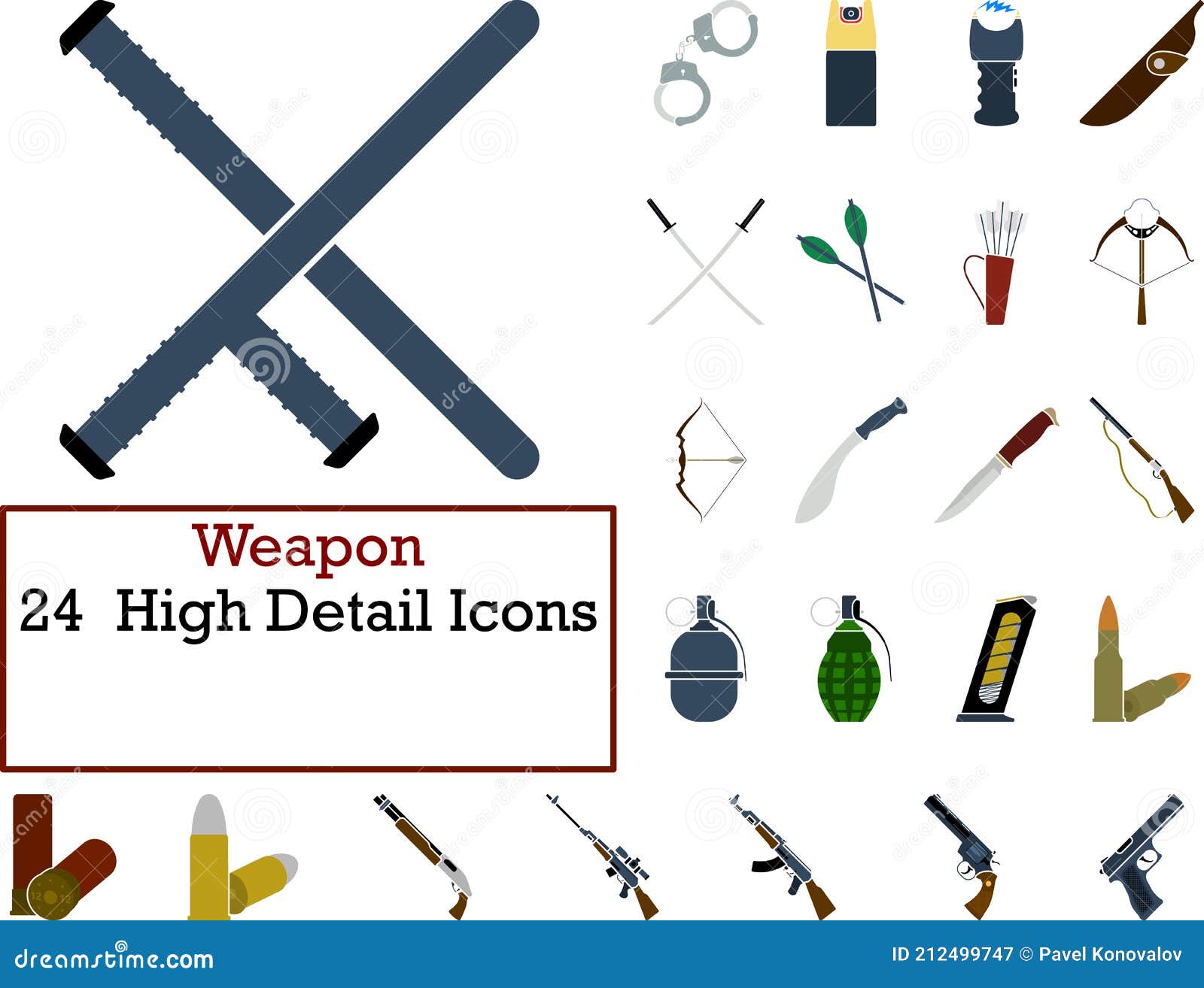 Weapon Icon Set stock vector. Illustration of explosive - 212499747