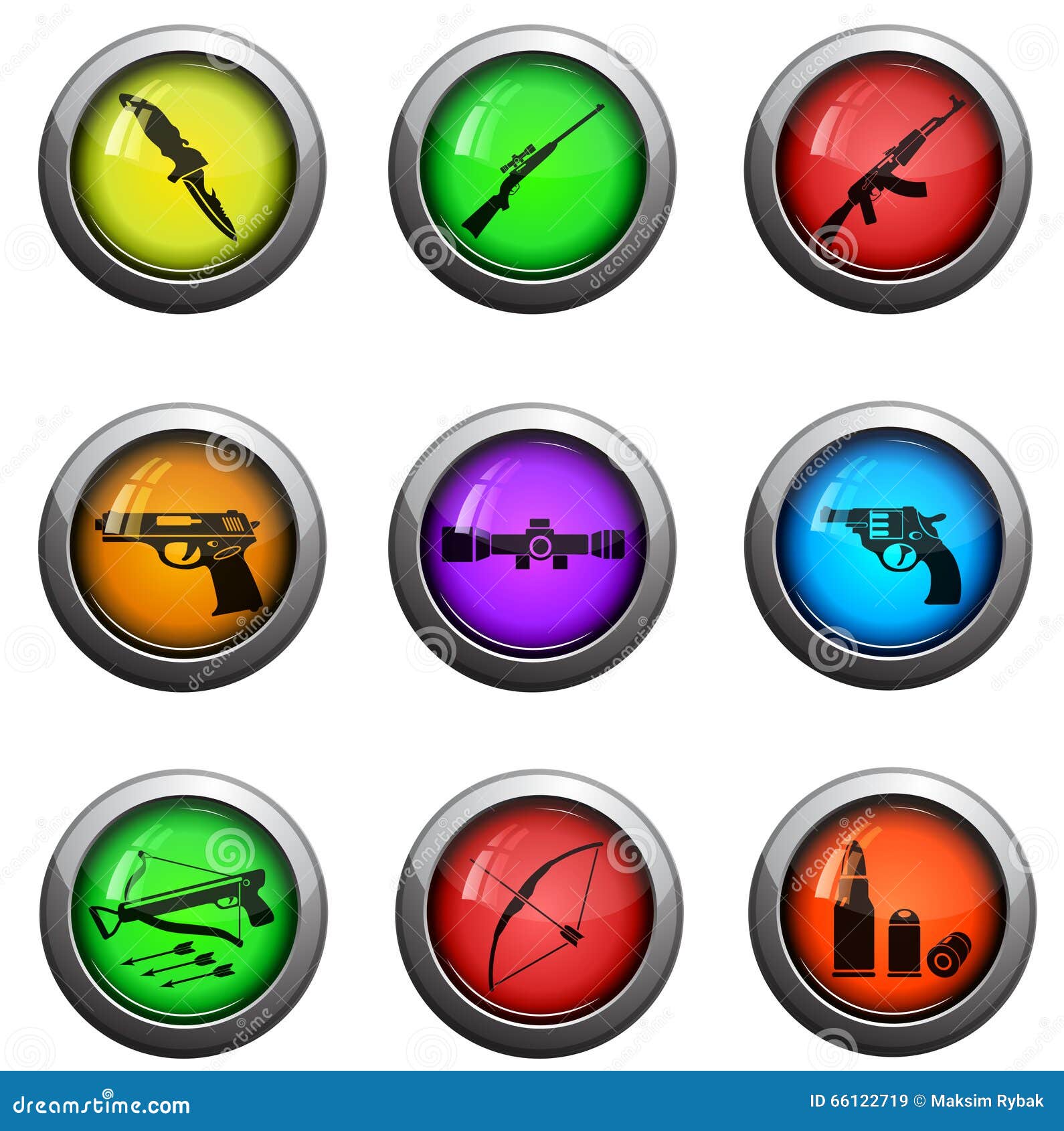 Weapon icon set stock vector. Illustration of rifle, vector - 66122719