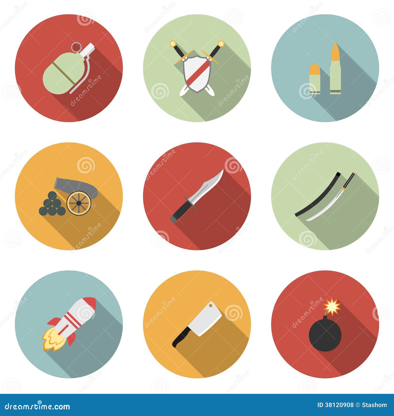 Weapon icon set stock illustration. Illustration of club - 38120908