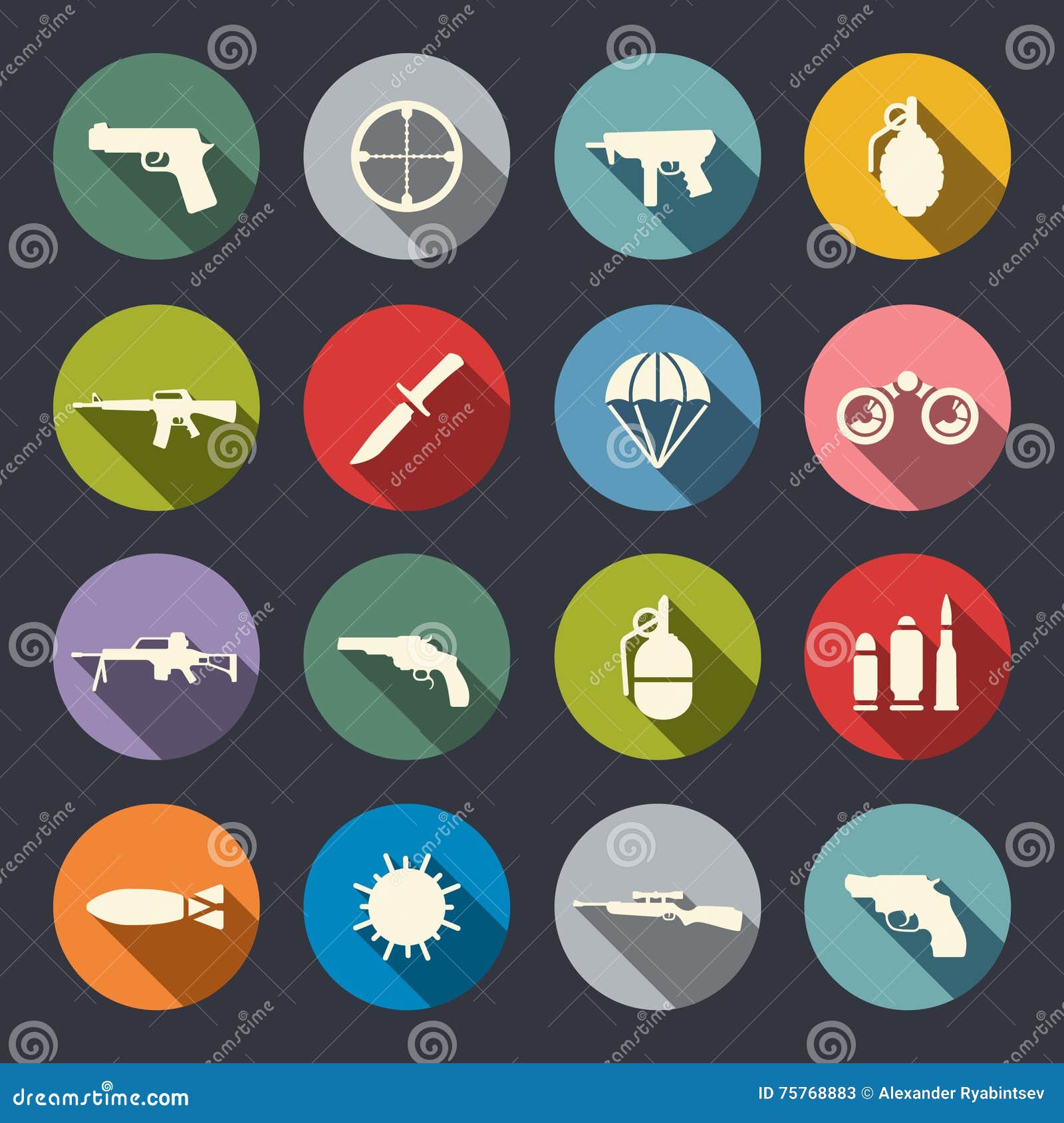 Weapon Icon Set. Vector Illustration Stock Illustration - Illustration ...
