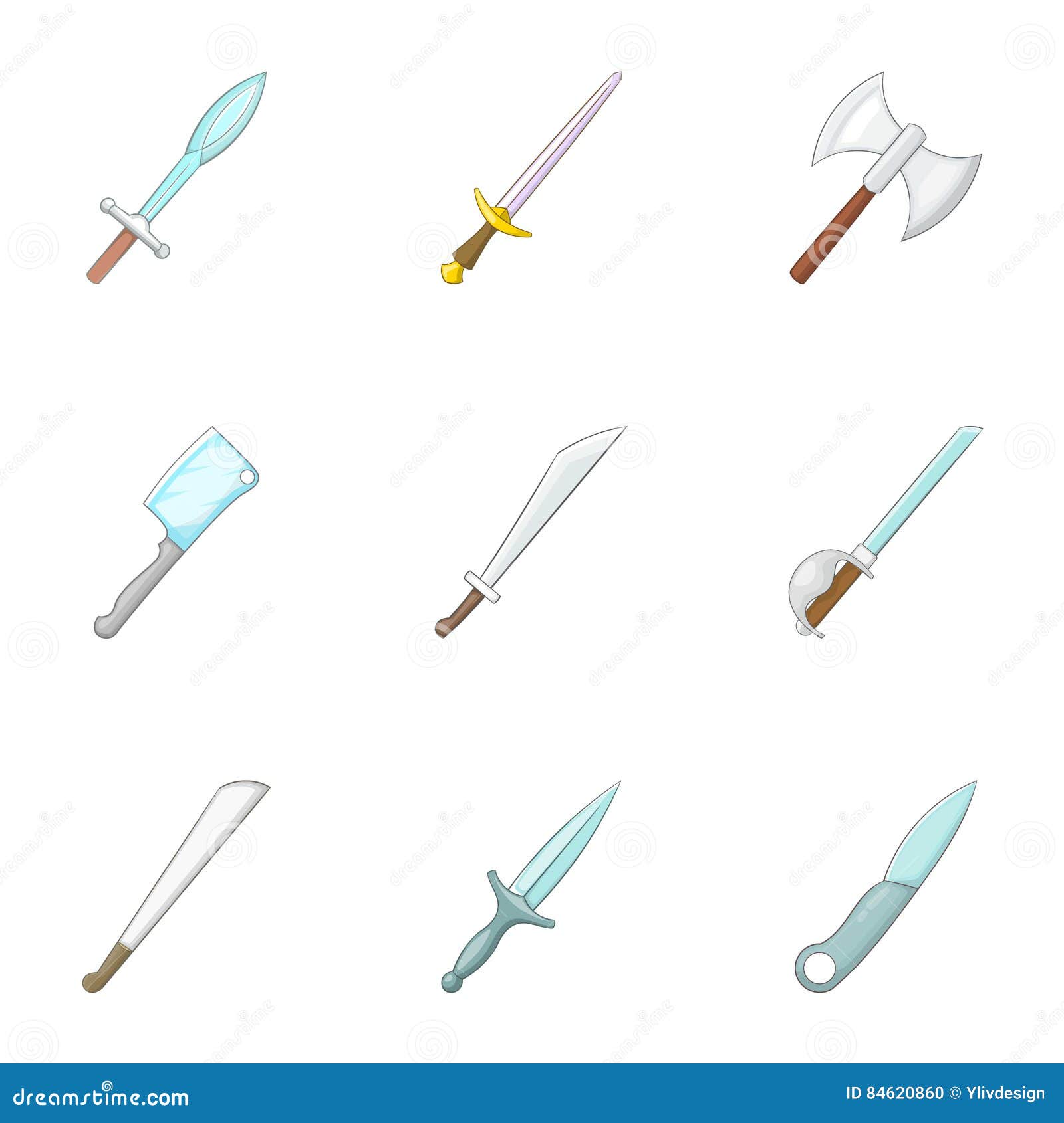 Weapon Icons Set, Cartoon Style Stock Vector - Illustration of ...