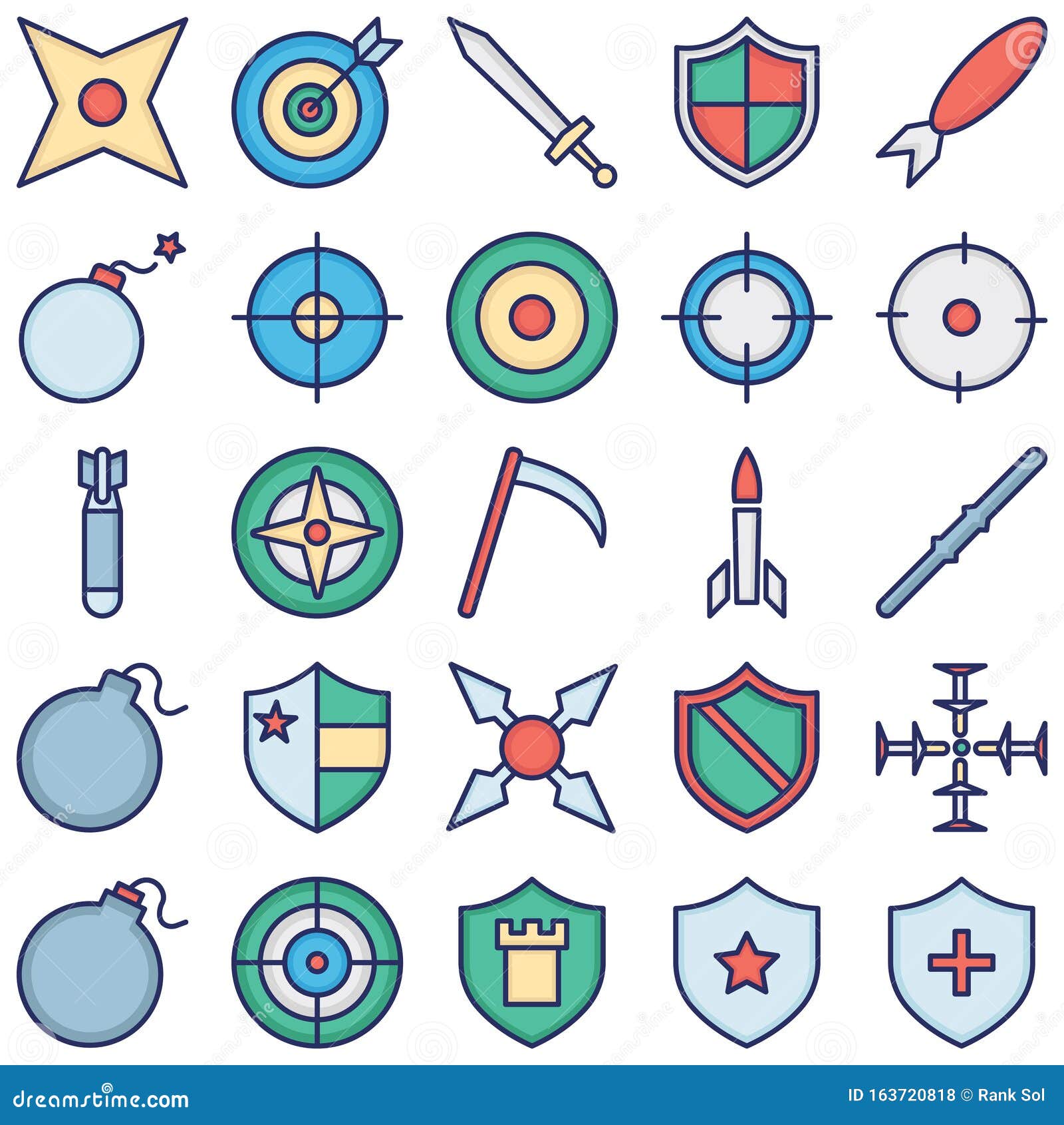 Weapon Isolated Vector Icon Set Every Single Icon Can Easily Modify or ...