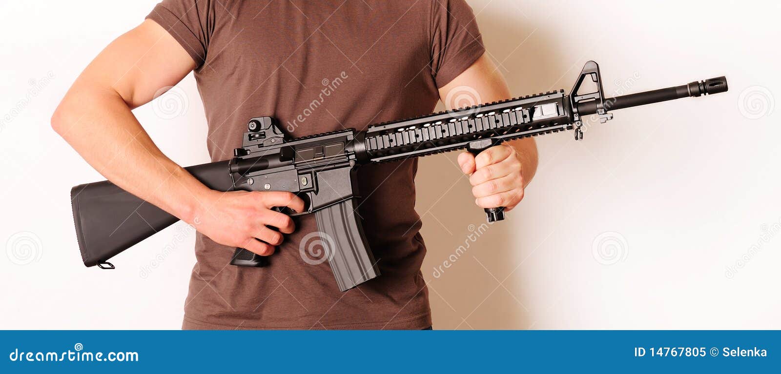Weapon in male hands stock image. Image of sniper, security - 14767805