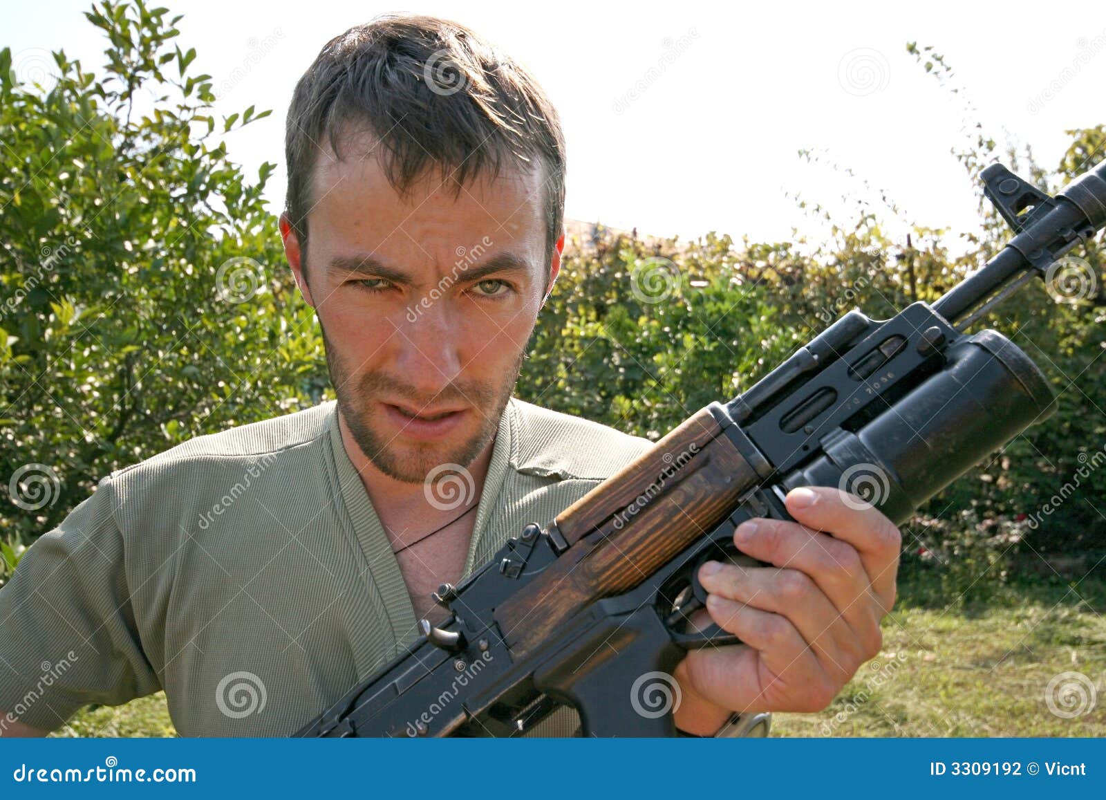 Weapon and man stock photo. Image of armed, fear, machine - 3309192