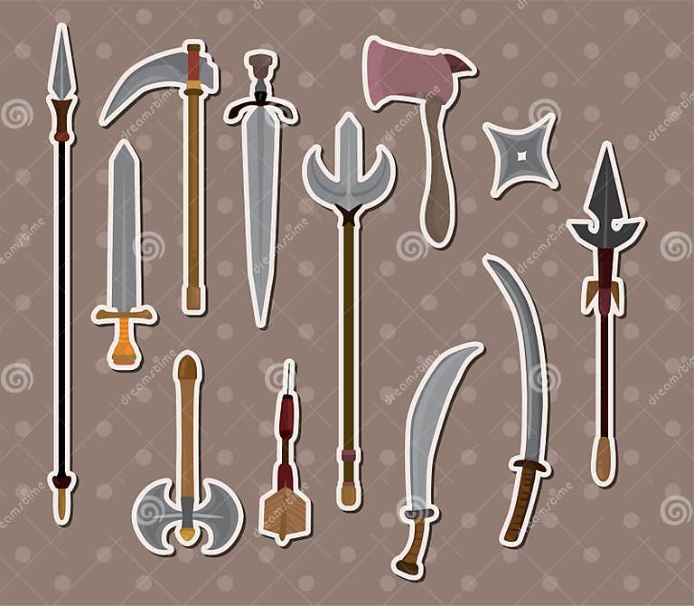 Weapon stickers stock vector. Illustration of design - 24781563