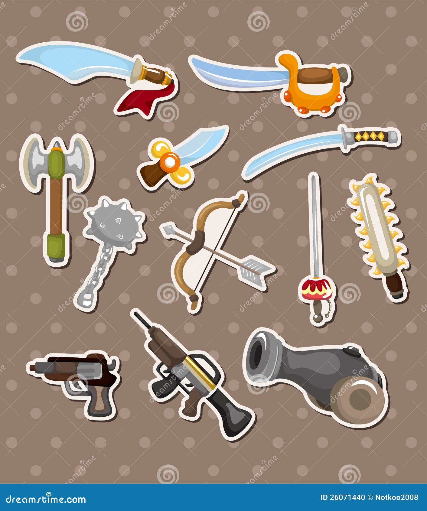 Weapon stickers stock vector. Illustration of pistol - 26071440