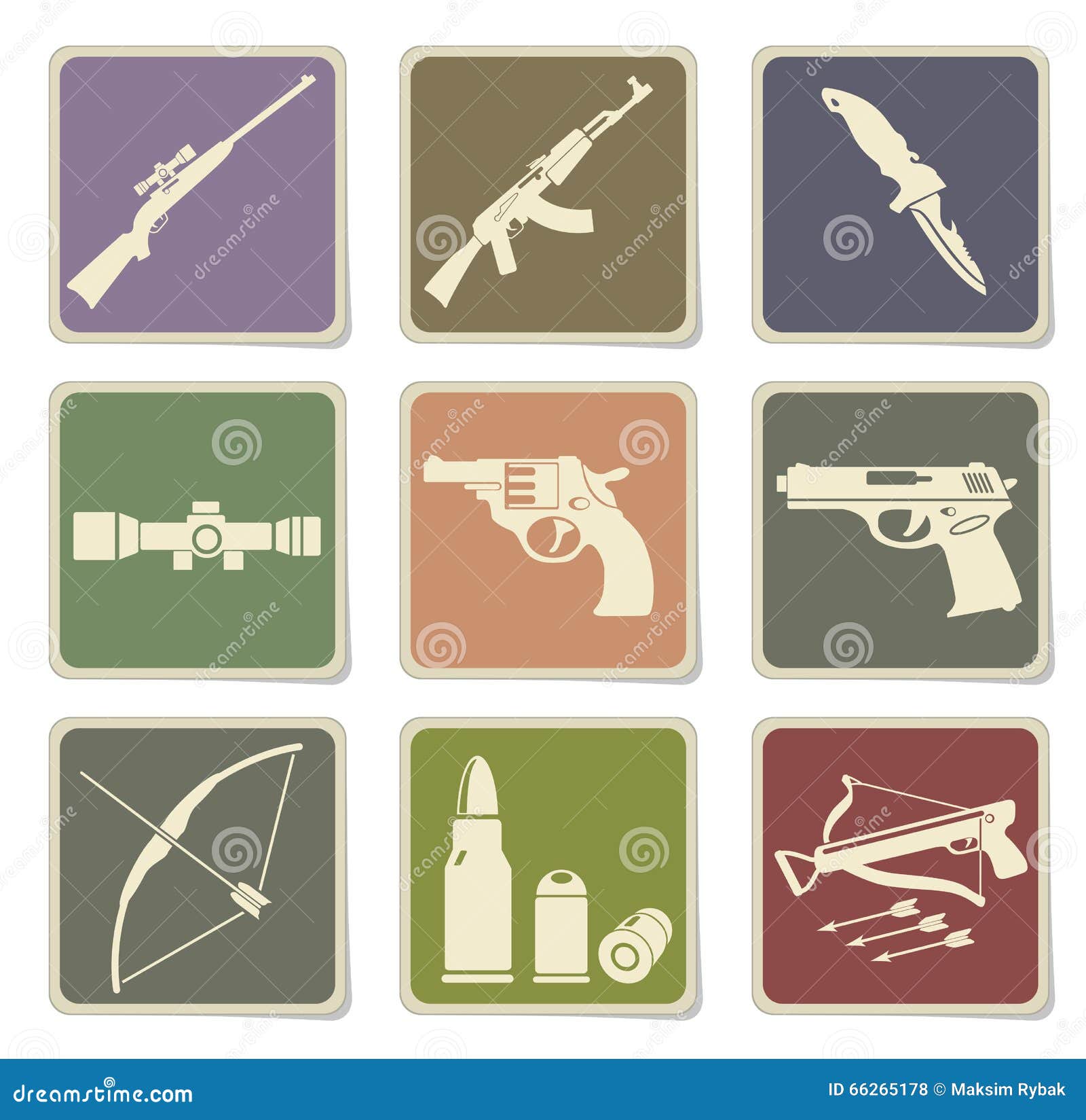 Weapon symbols stock vector. Illustration of handgun - 66265178