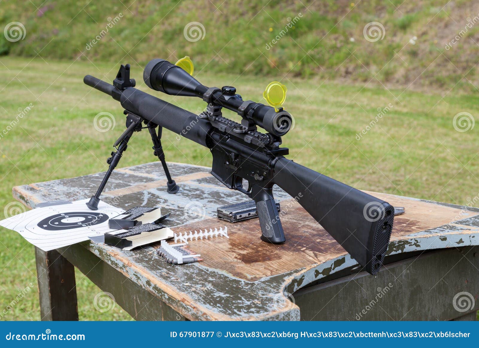 Weapon and Target Sign on a Table Stock Image - Image of protection ...