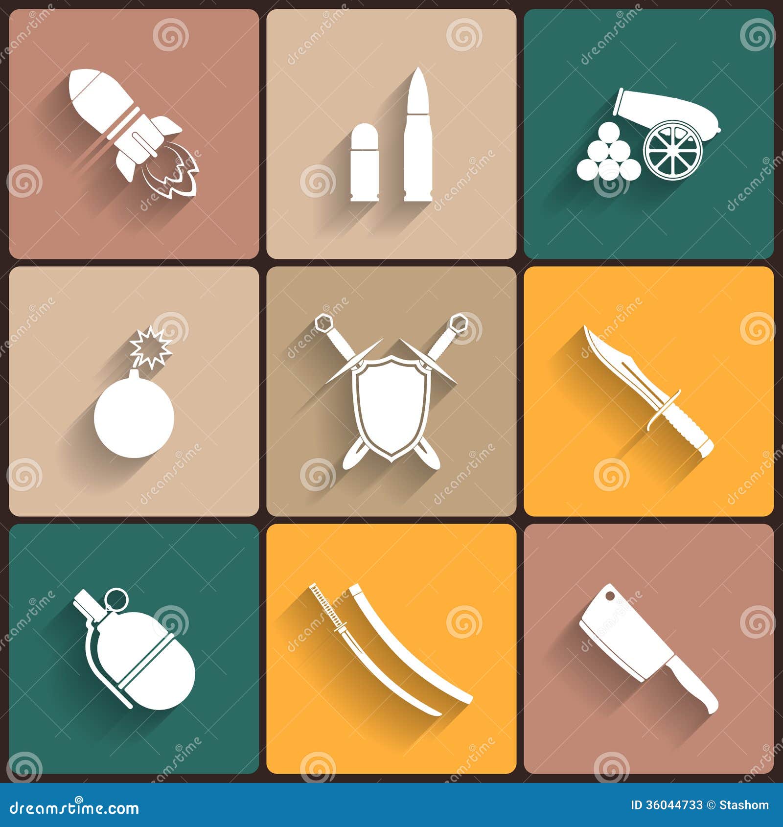 Weapon vector icon set stock vector. Illustration of design - 36044733