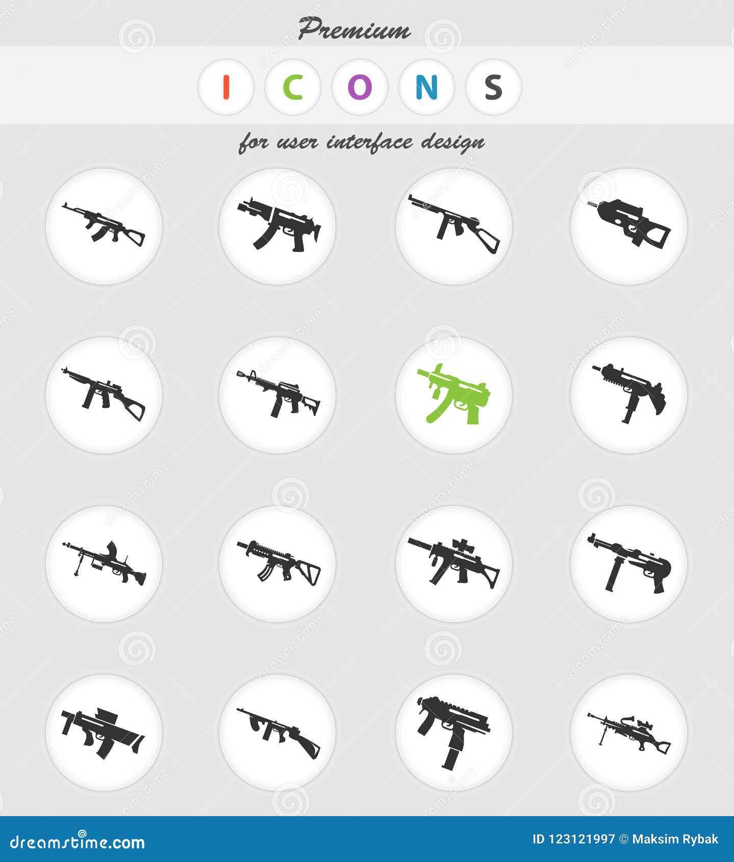 Weapon icon set stock vector. Illustration of magazine - 123121997