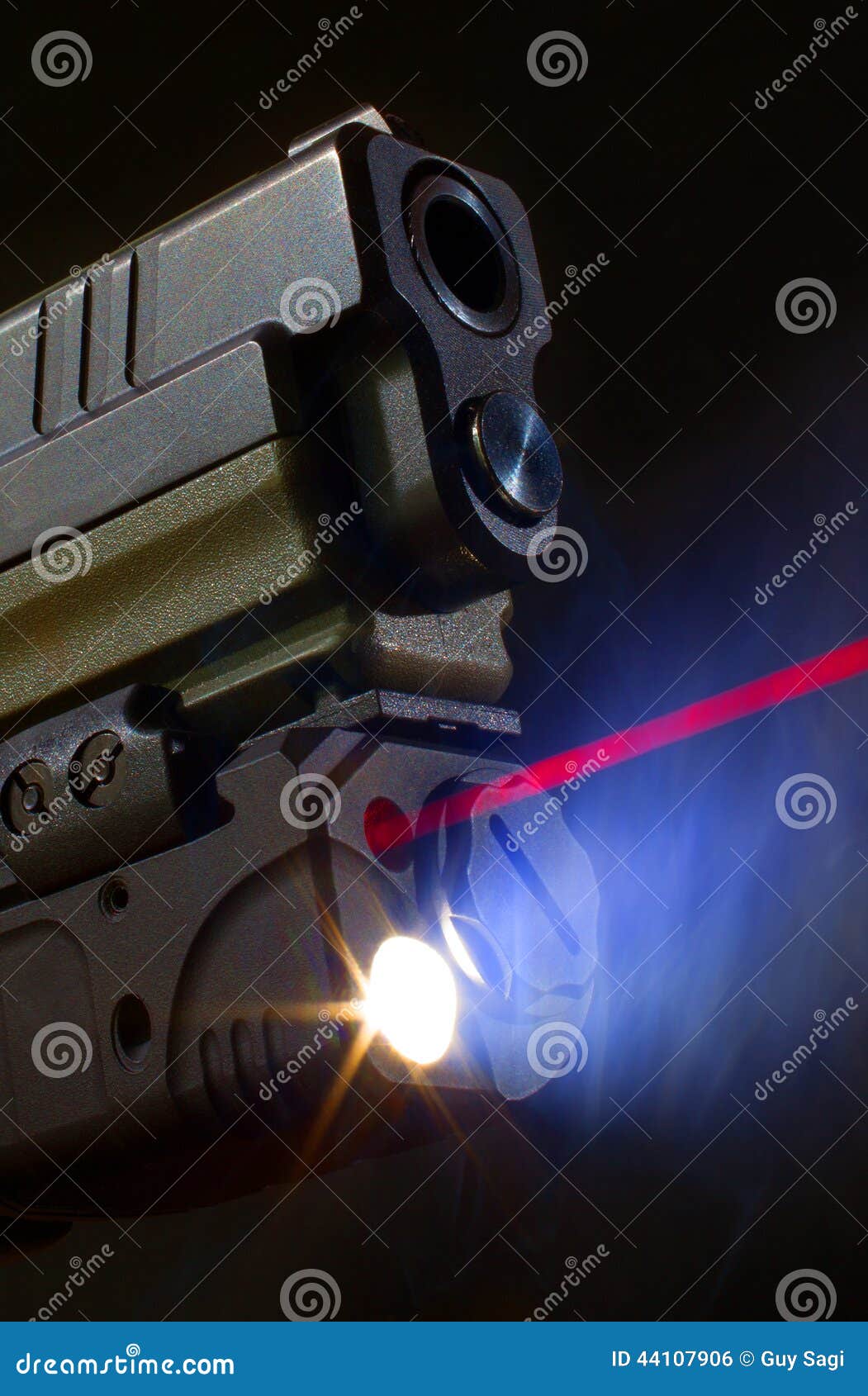 Weaponlight and laser stock photo. Image of barrel, white - 44107906