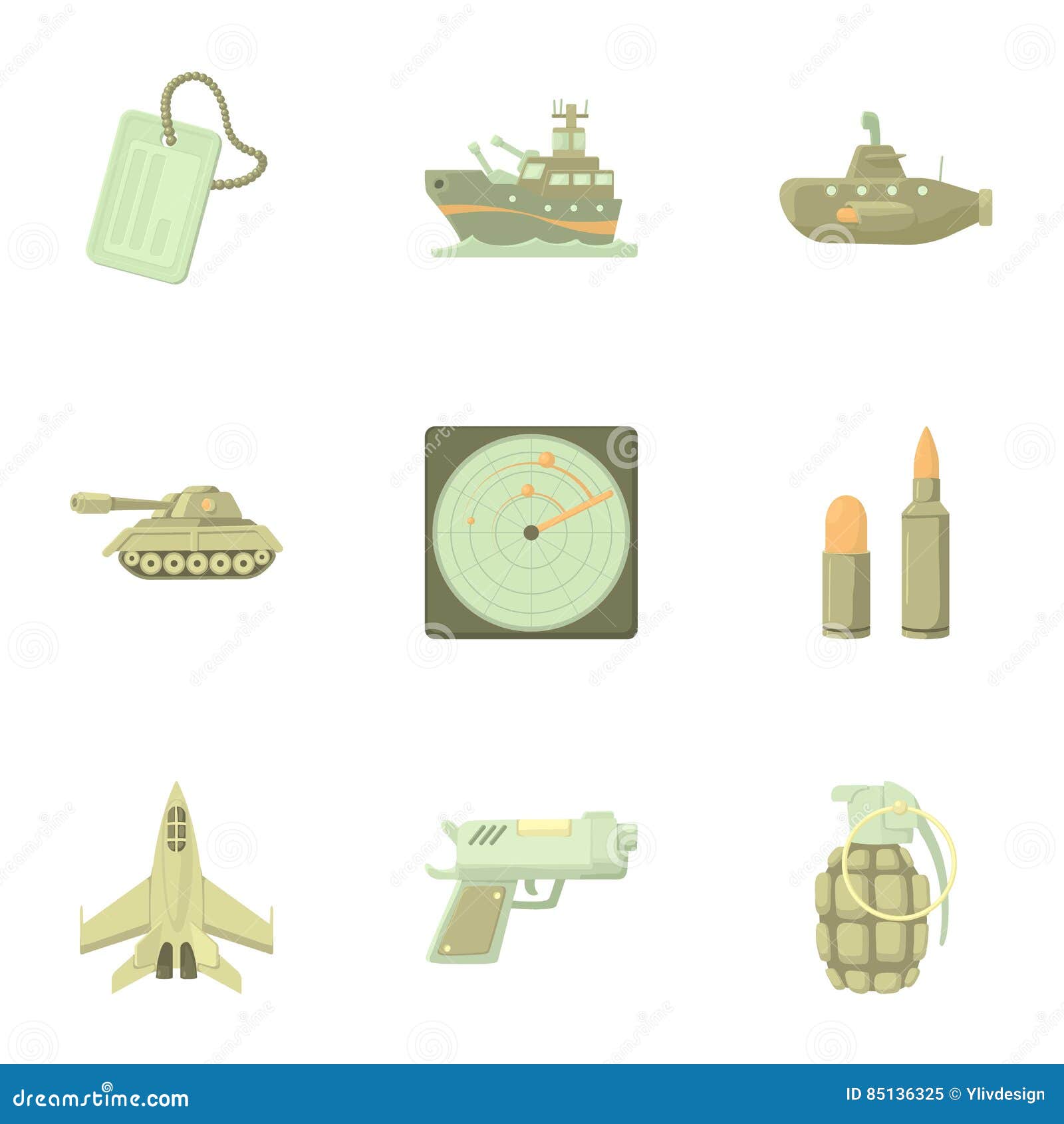 Weaponry Icons Set, Cartoon Style Stock Vector - Illustration of ...