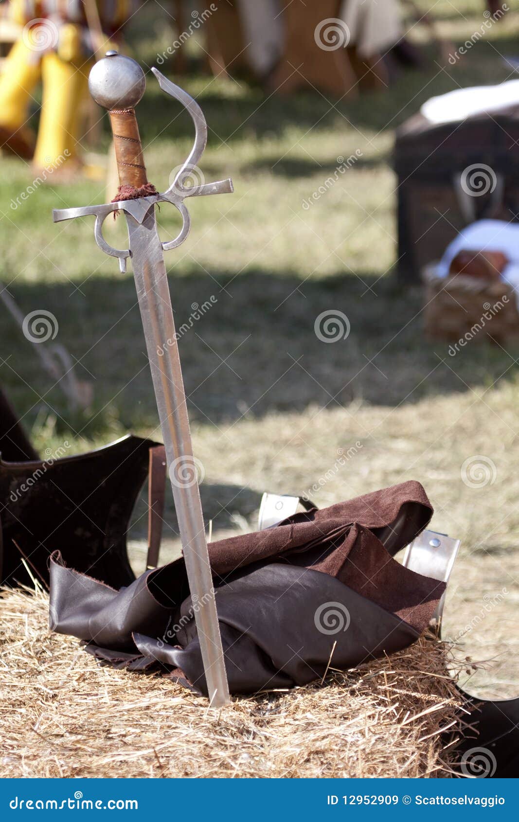 Weapons and Armors: the Sword in the Straw. Stock Image - Image of ...