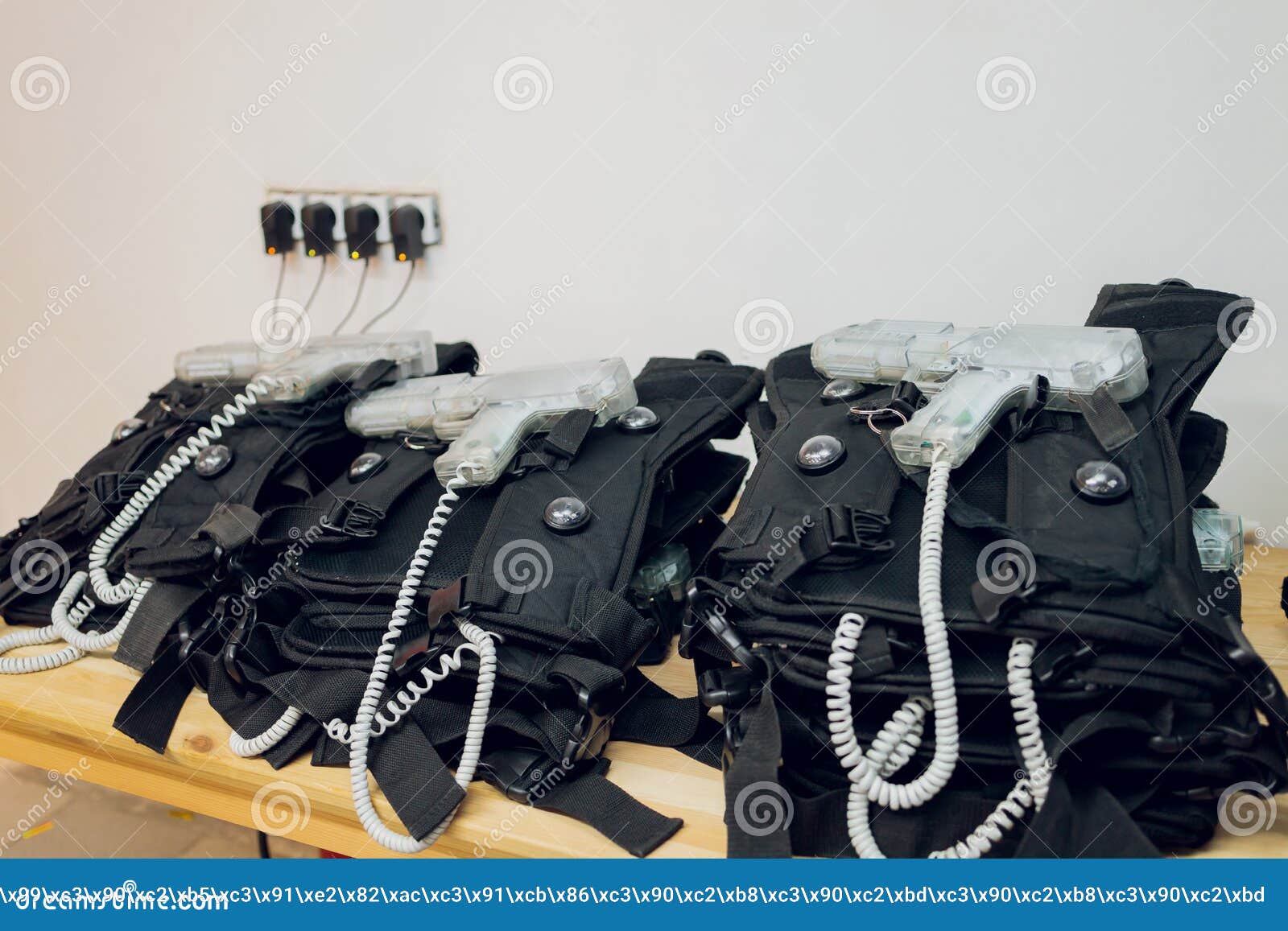 Weapons Close-up on a Military Man Standing Inside the Building and ...