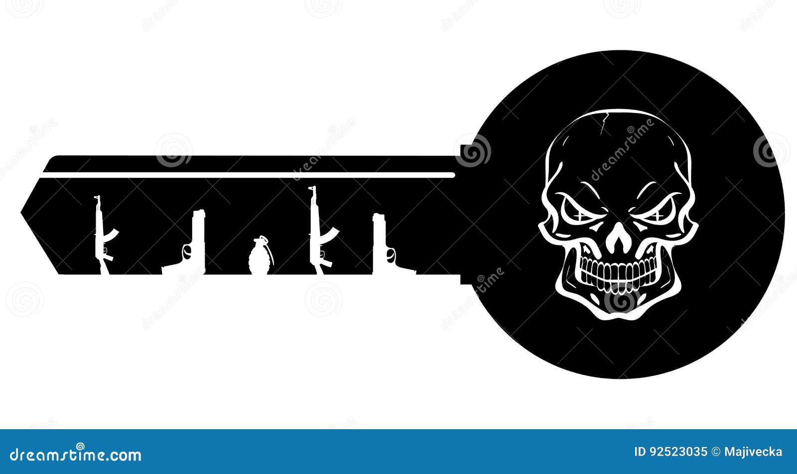 Weapons and Death on the Key Stock Illustration - Illustration of force ...