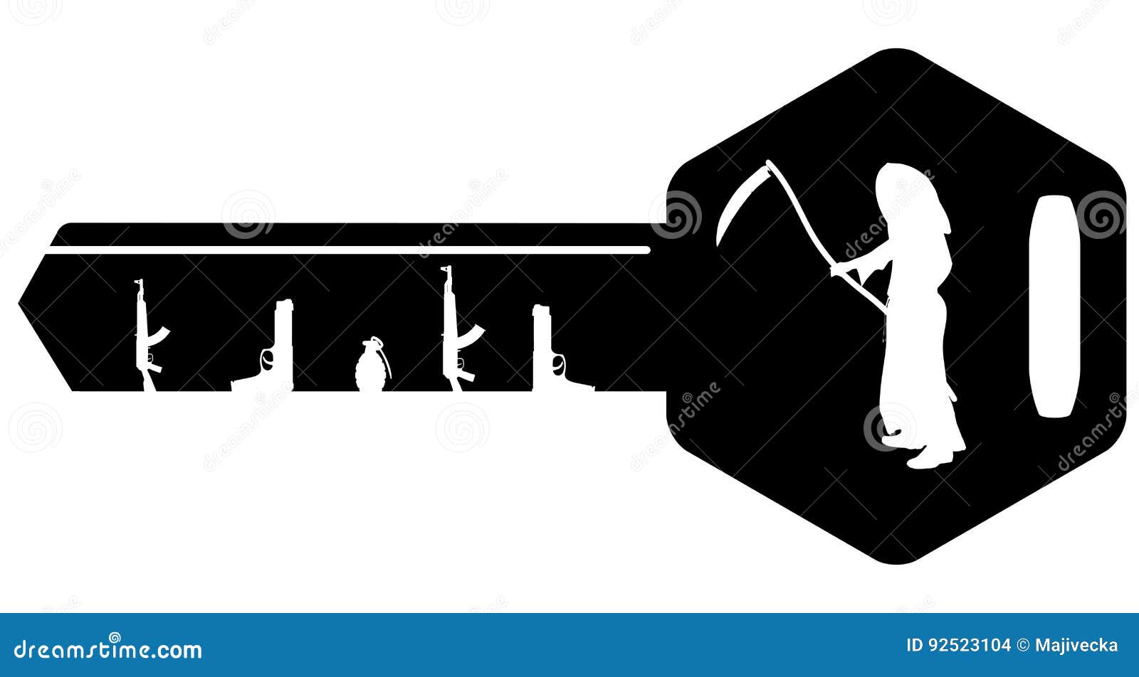 Weapons and Death on the Key Stock Illustration - Illustration of ...